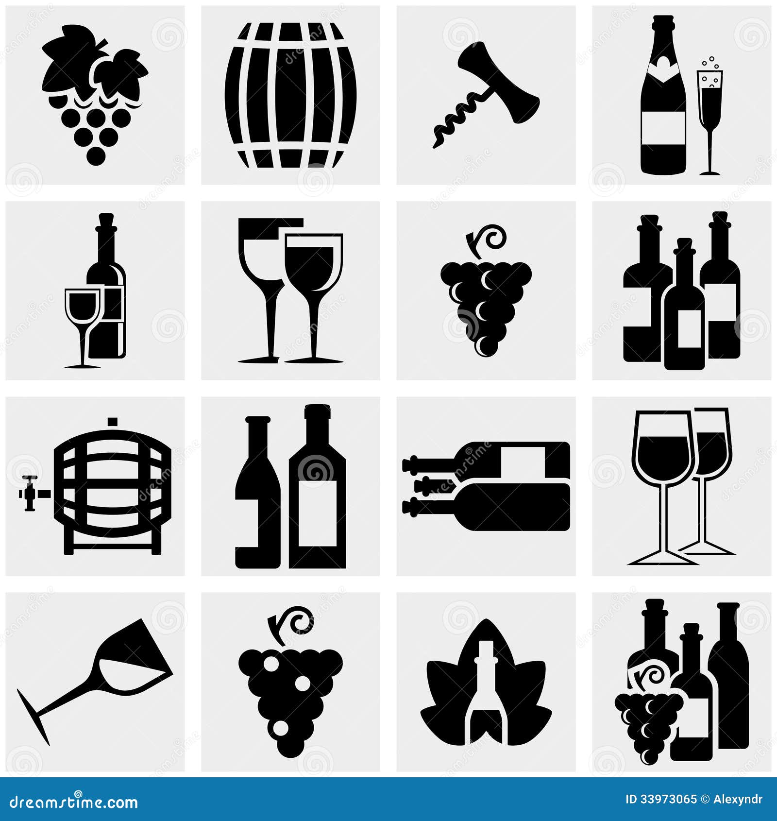 Wine Vector Icons Set On Gray Stock Vector Illustration Of Food