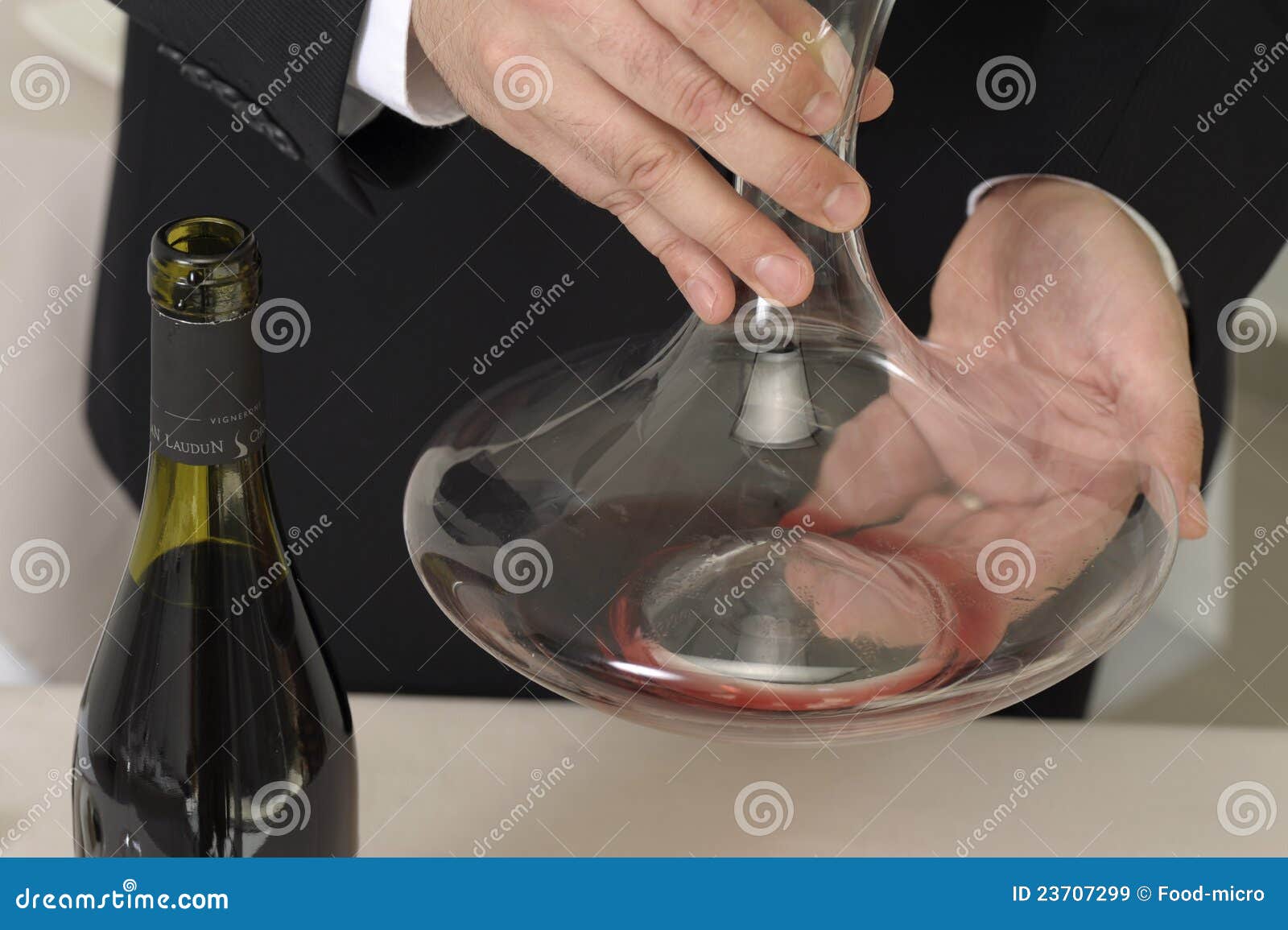 Wine Waiter Decantering a Bottle of Red Wine Editorial Stock Image ...
