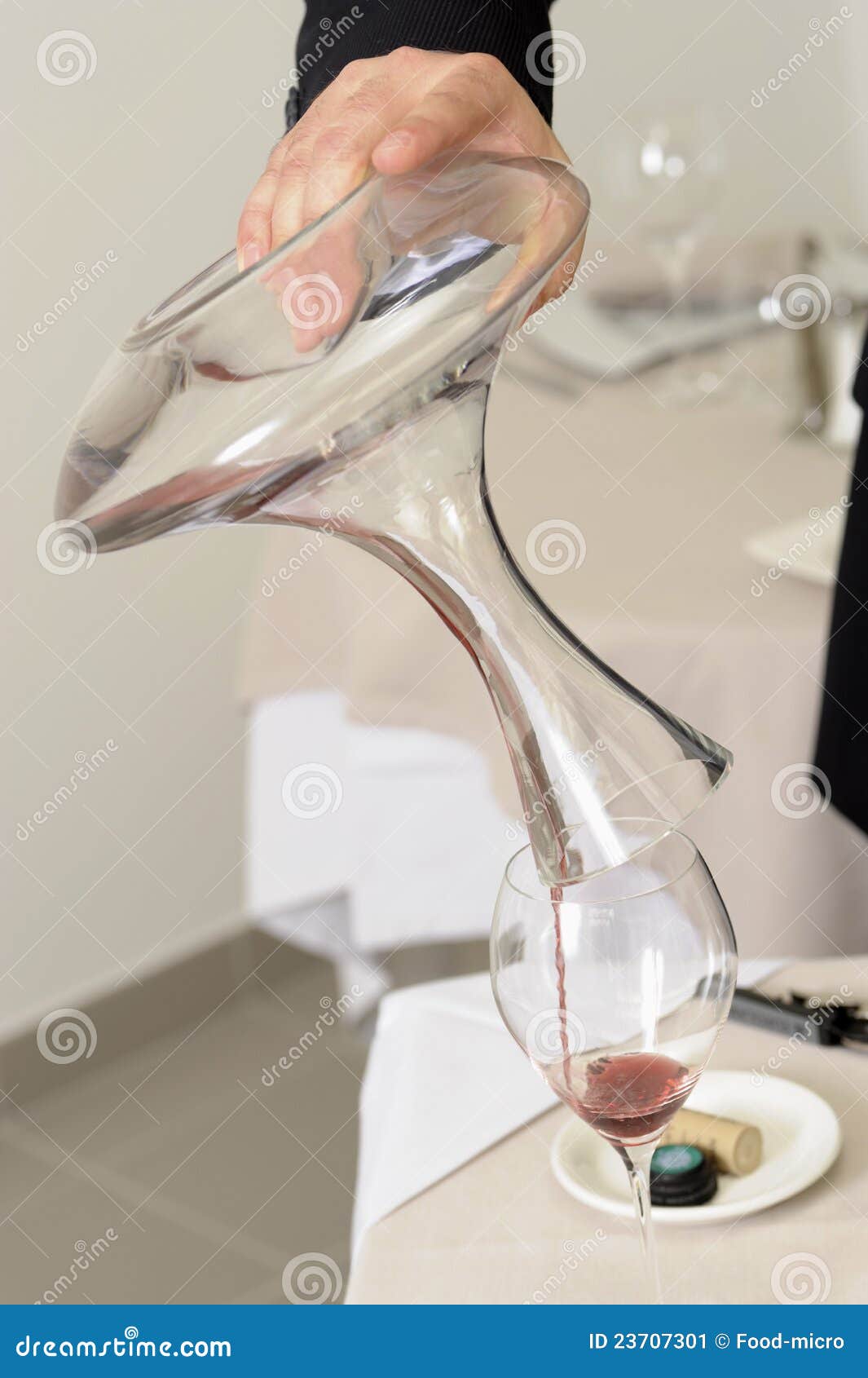 Wine Waiter Decantering a Bottle of Red Wine Stock Image - Image of ...