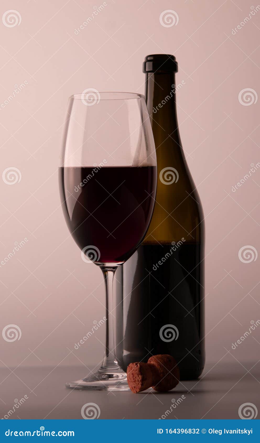 Wineglass Red Wine Black Bottle Cork Stock Photo - Image of drinks ...