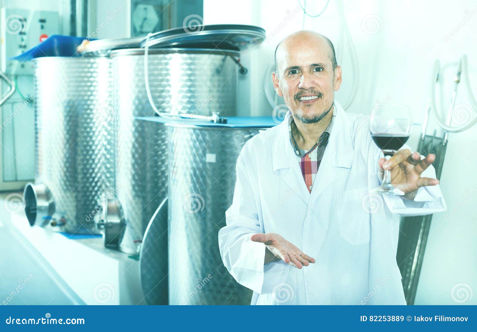 Winemaker Examining Sample of Wine Stock Image - Image of portrait ...