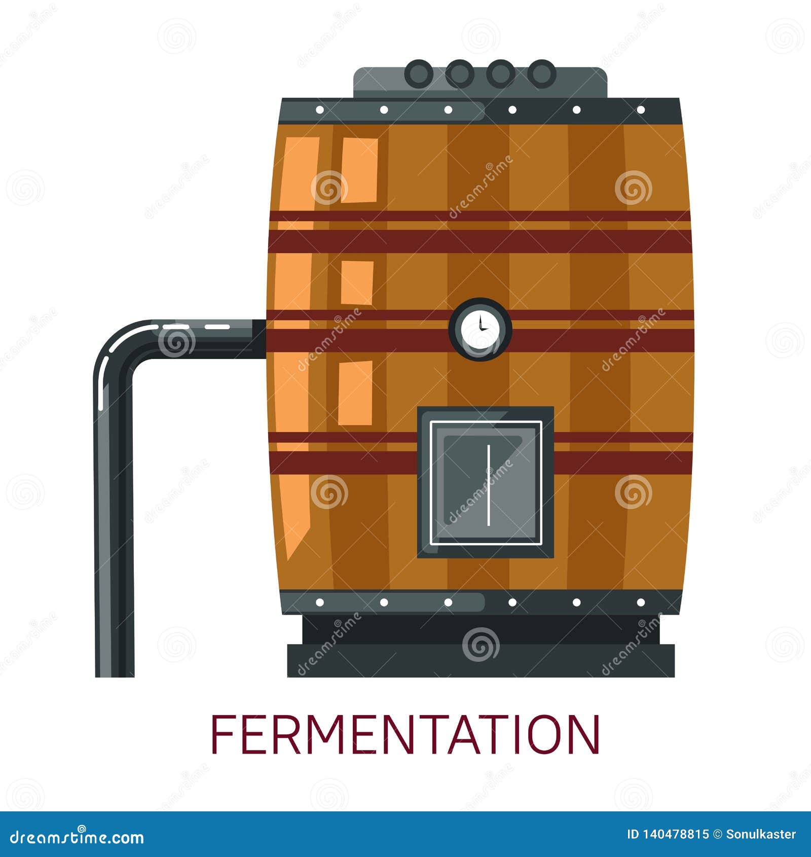 Winemaking Fermentation Barrel Grape Alcohol Drink Production Cartoon ...