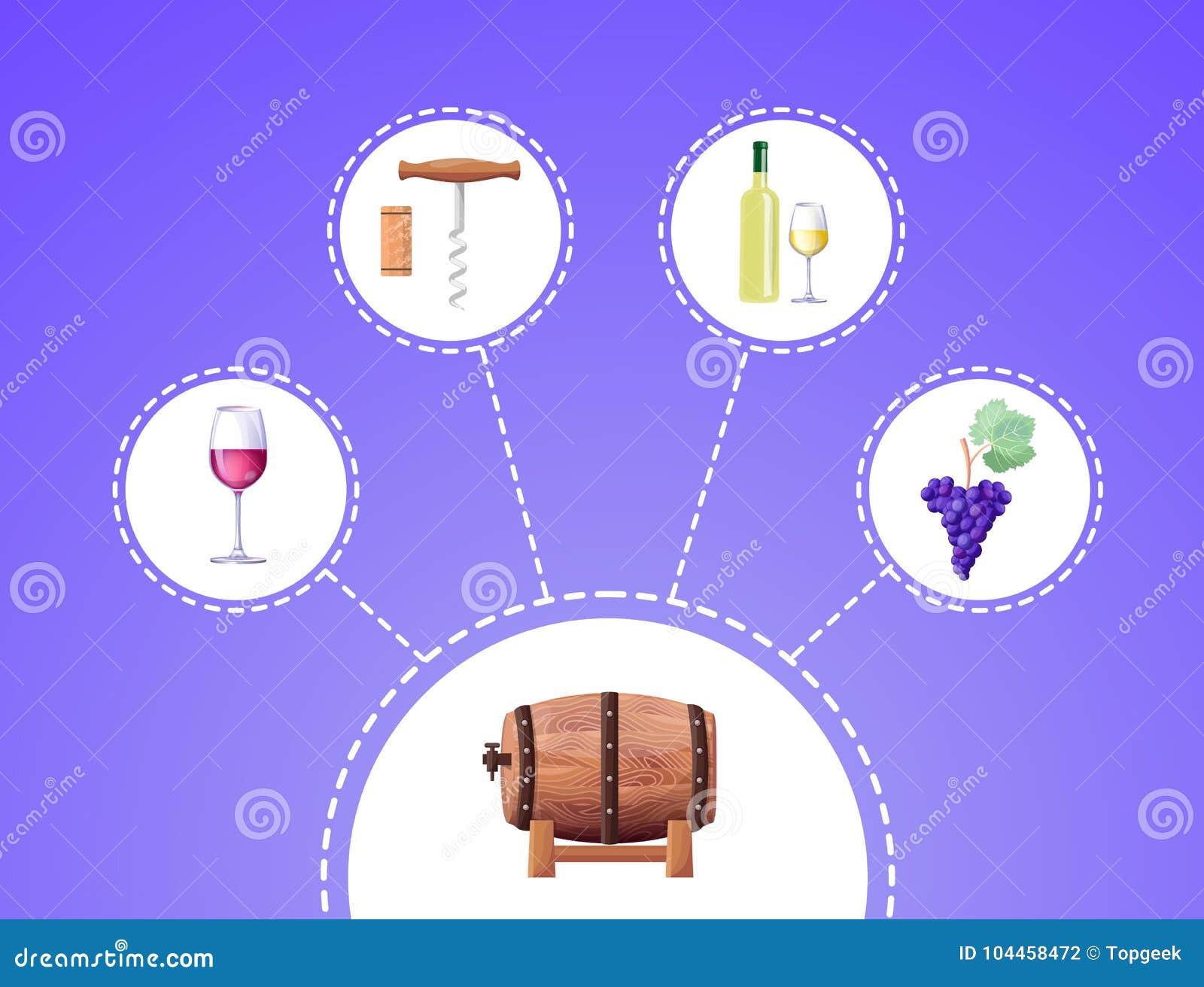 Winemaking Process Vector Illustration on Blue Stock Vector ...