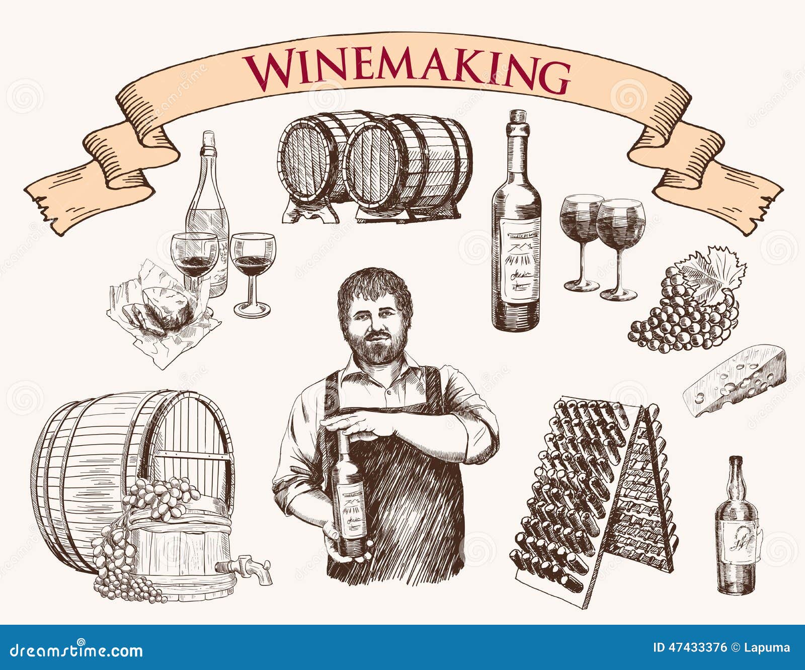 Winemaking. the Production of Sparkling Wines Stock Vector ...