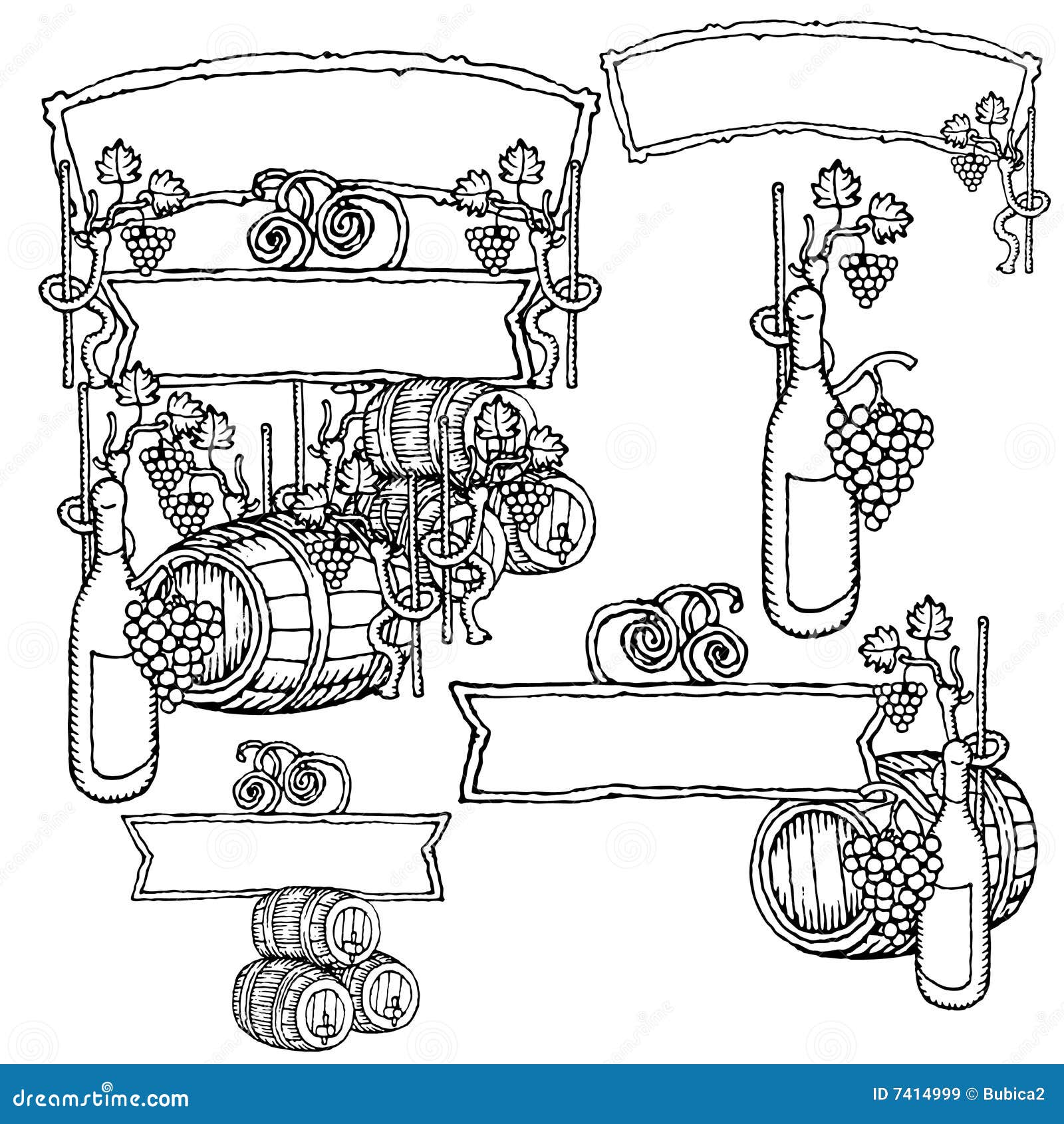 Winery Illustrated Elements Stock Vector - Illustration of tavern ...