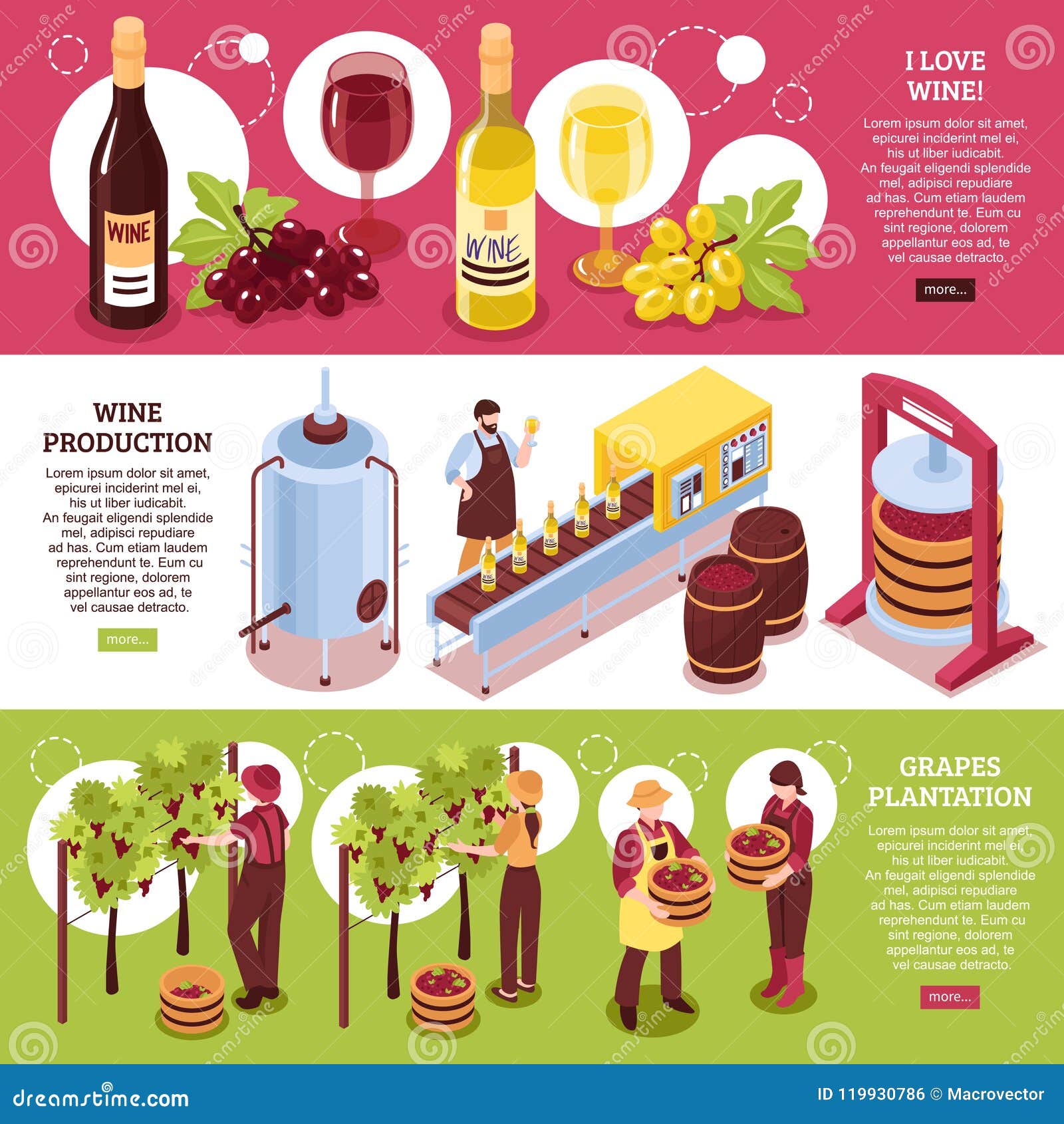 Winery Isometric Horizontal Banners Stock Vector - Illustration of ... Winery Isometric Horizontal Banners Stock Vector - Illustration of ...