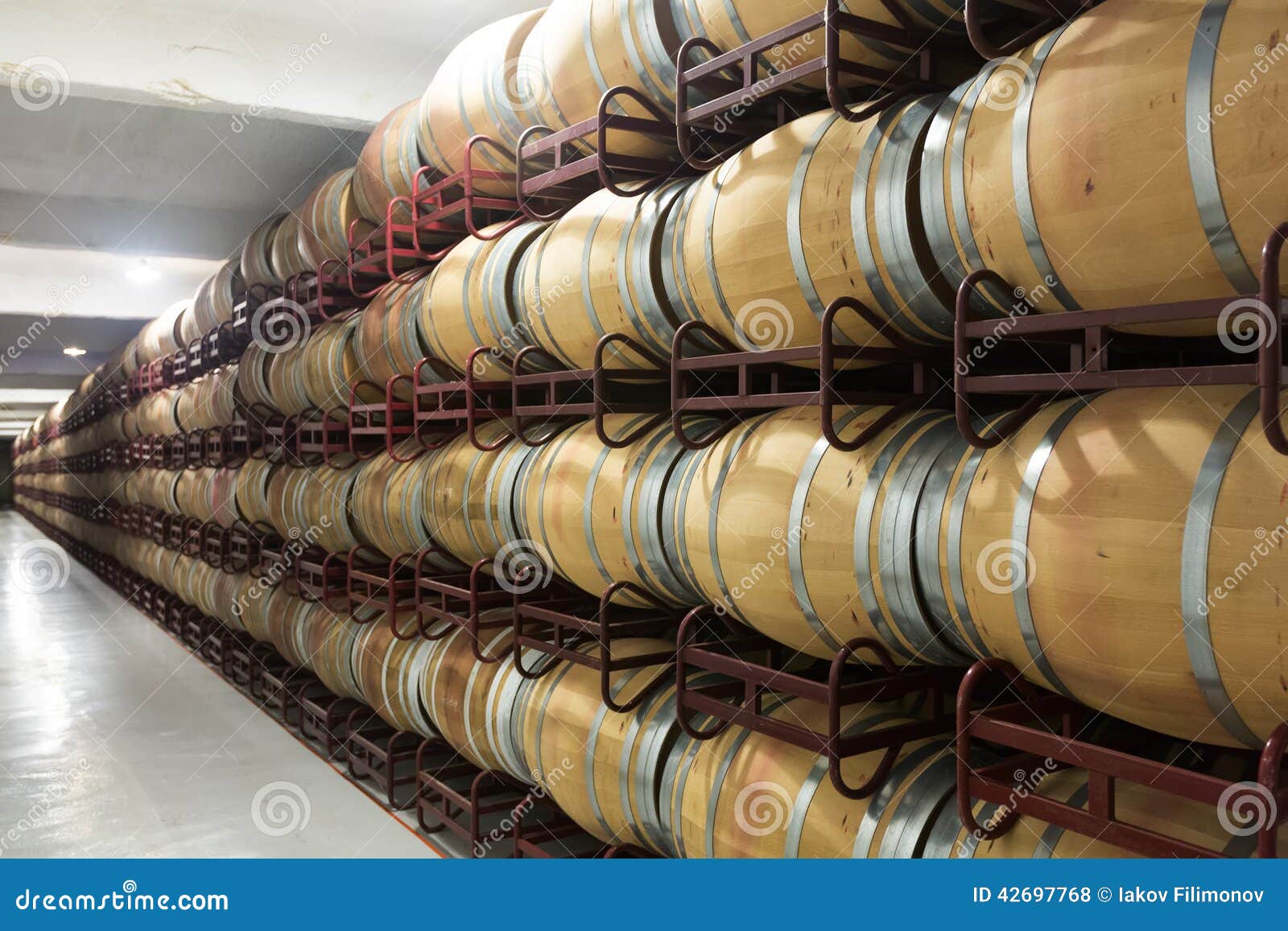 Winery with Many Wooden Barrels Stock Photo - Image of barrel, storage ...