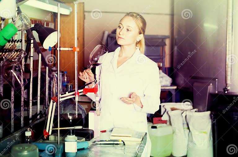 Winery Technician in Laboratory Stock Photo - Image of portrait ...