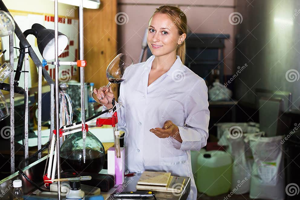 Winery Technician in Laboratory Stock Image - Image of satisfied ...