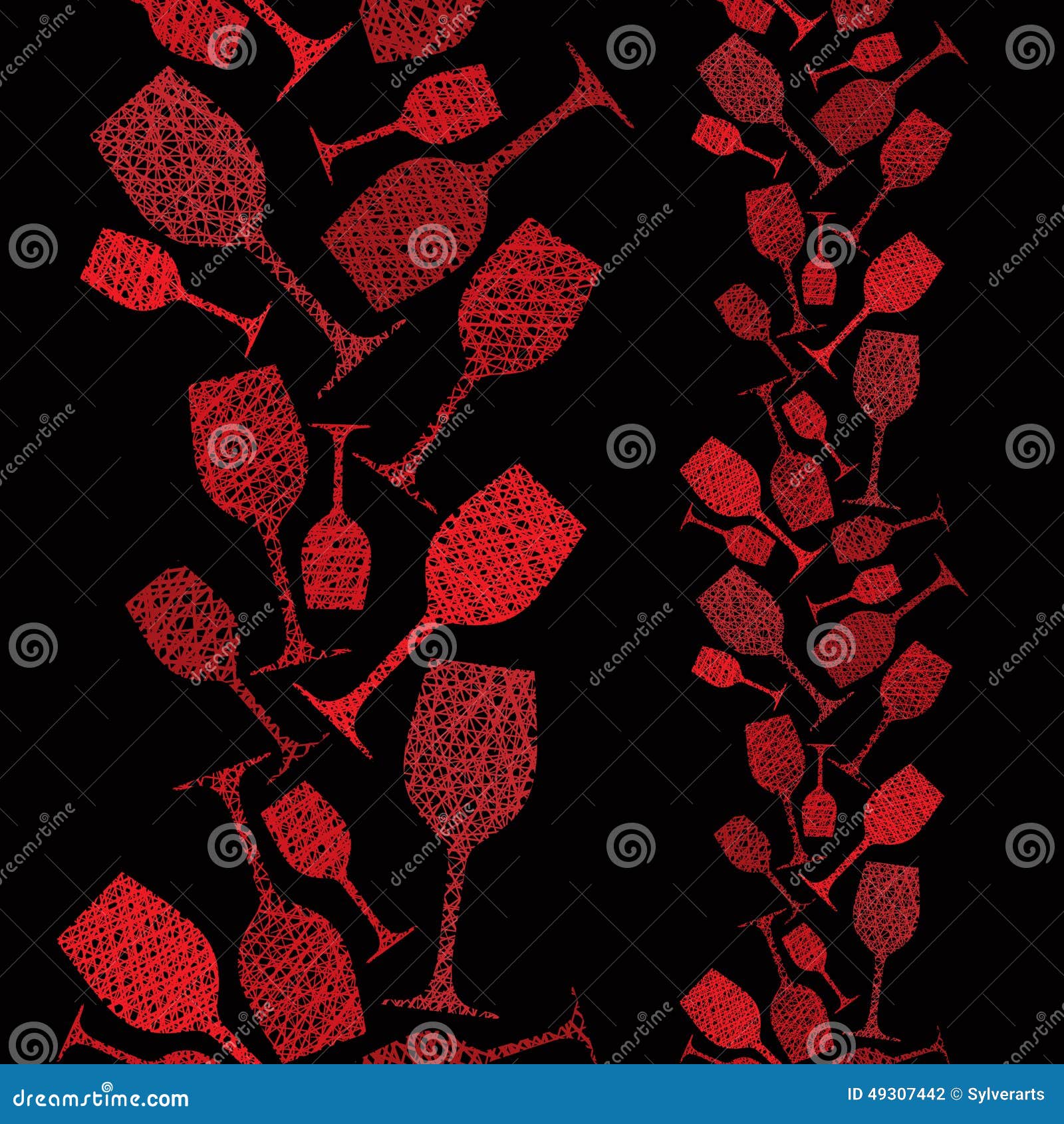 Winery Theme Seamless Background, Wine Glasses Seamless Pattern, Vector ...