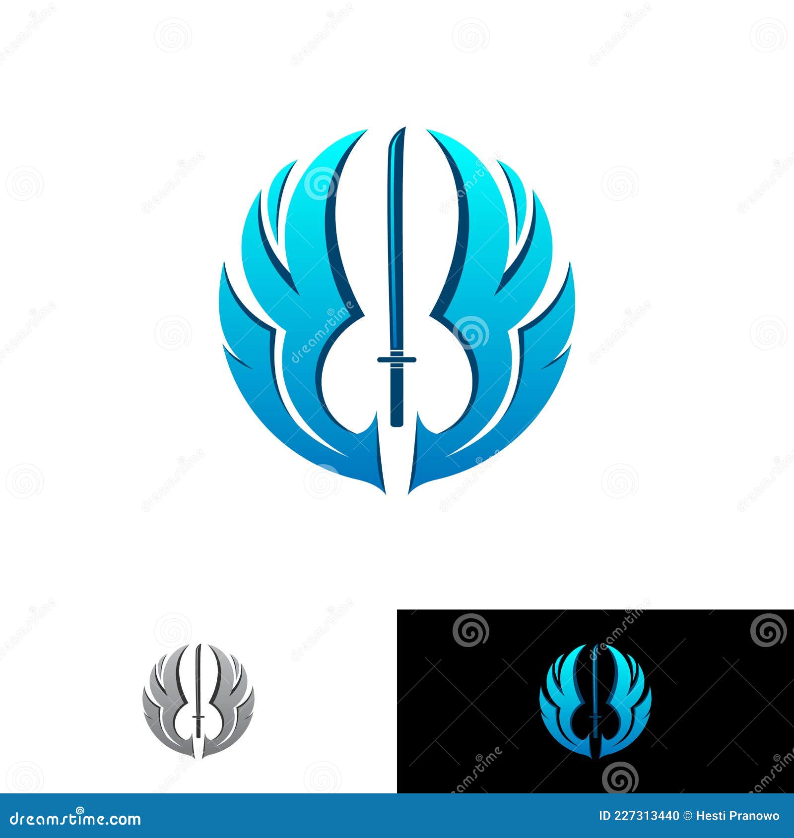 Wing Abstract Design Vector Template with Sword Stock Vector ...