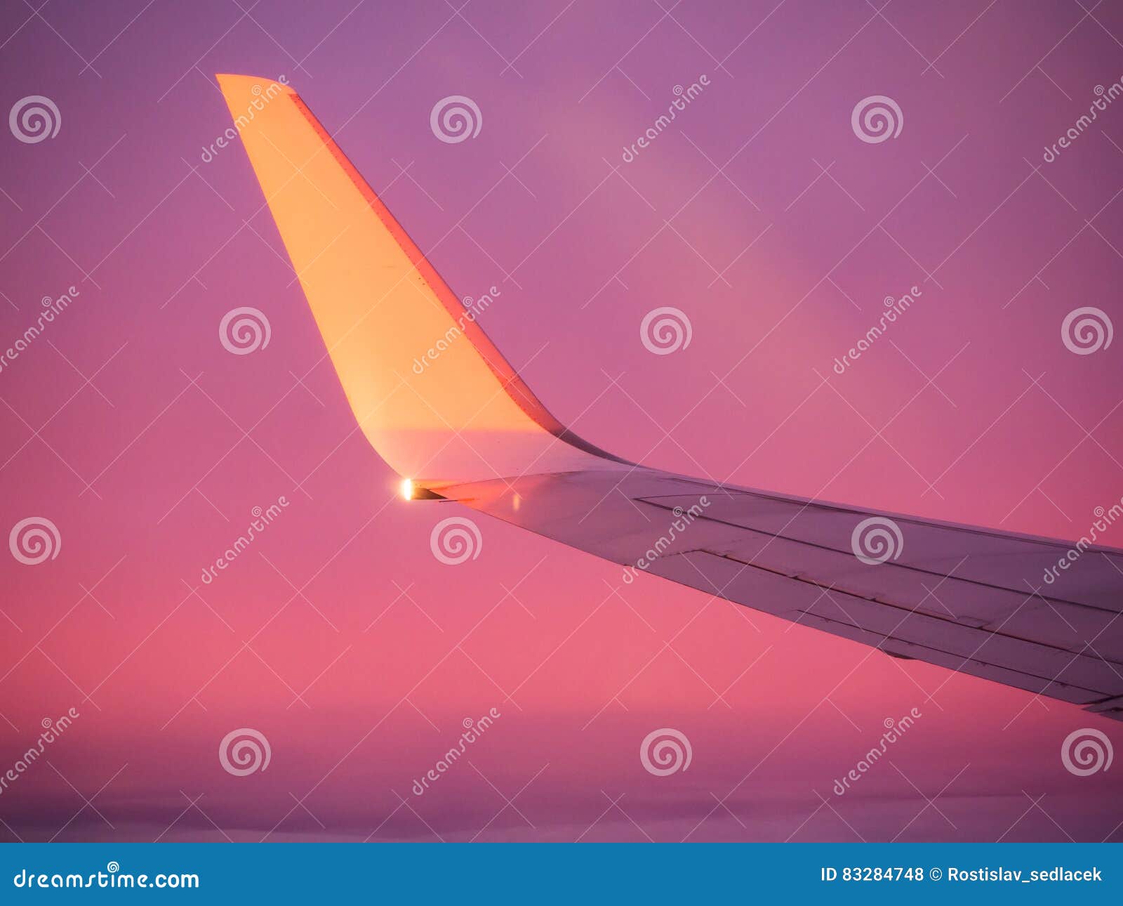 Wing Aircraft in the Sunset Stock Photo - Image of travel, airline ...