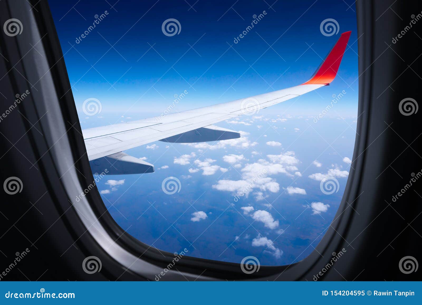 Wing Airplane with Blue Sky from Window,Beautiful Blue Sky View from ...