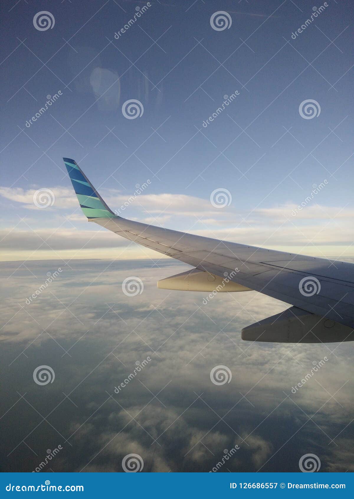 Wing of Airplane Garuda Indonesia Stock Image - Image of garuda ...