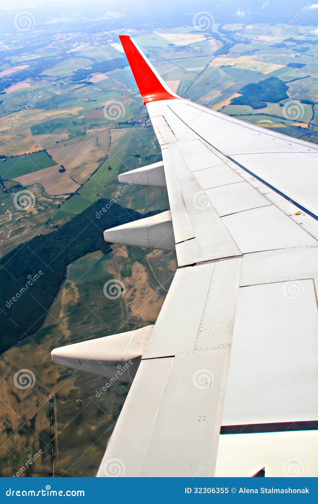 Wing of Airplane during Landing Stock Image - Image of commercial ...
