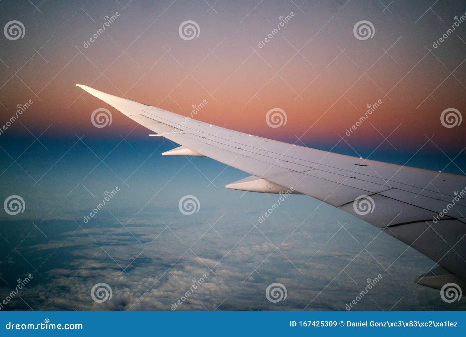 Wing of an Airplane Seen from the Window Stock Image - Image of ...