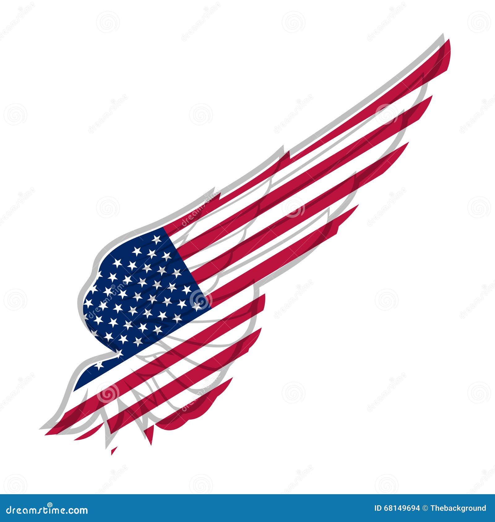 Wing with American Flag on White Background. Vector Illustration Stock ...