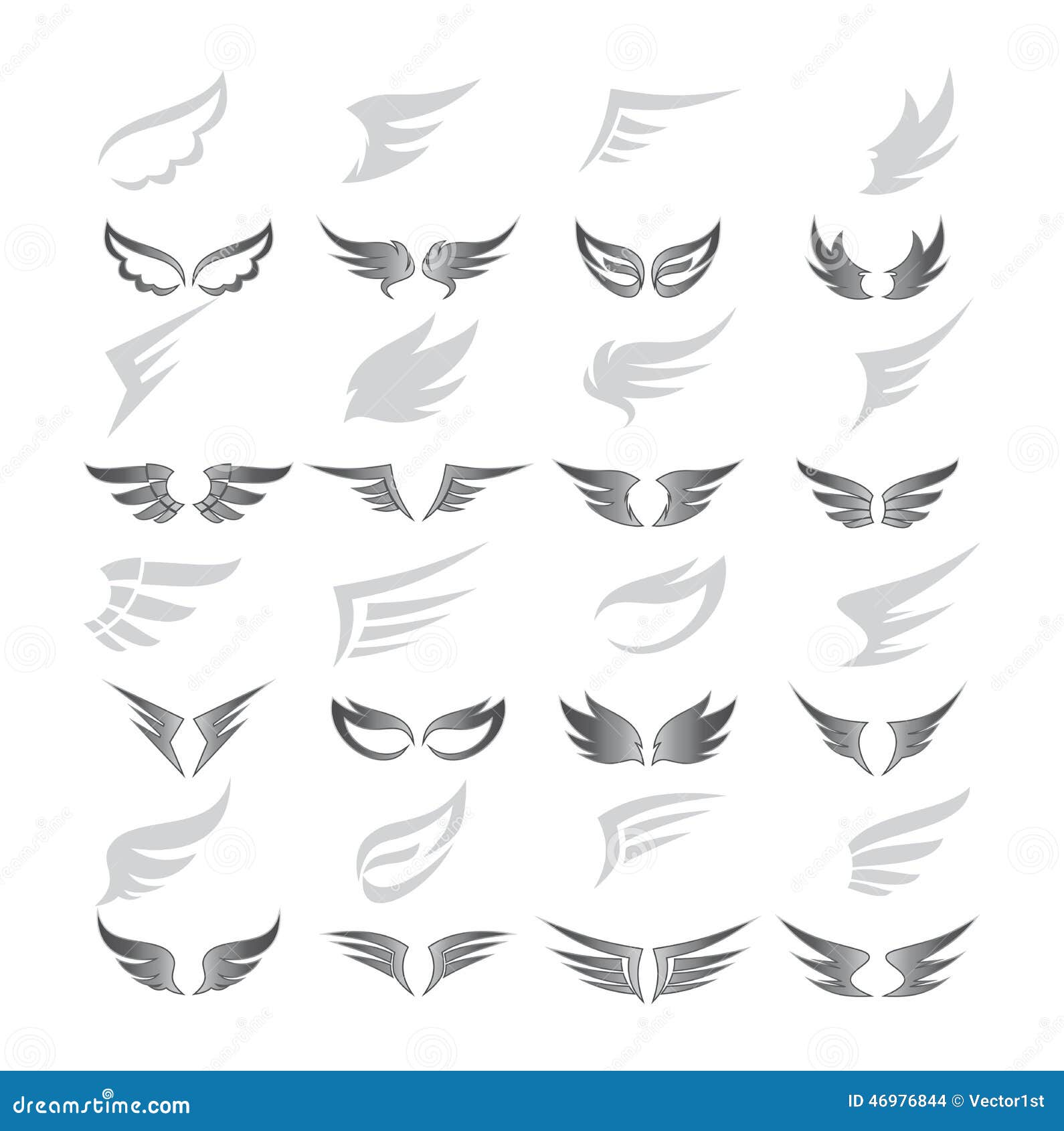 Wing art collection stock vector. Illustration of line - 46976844