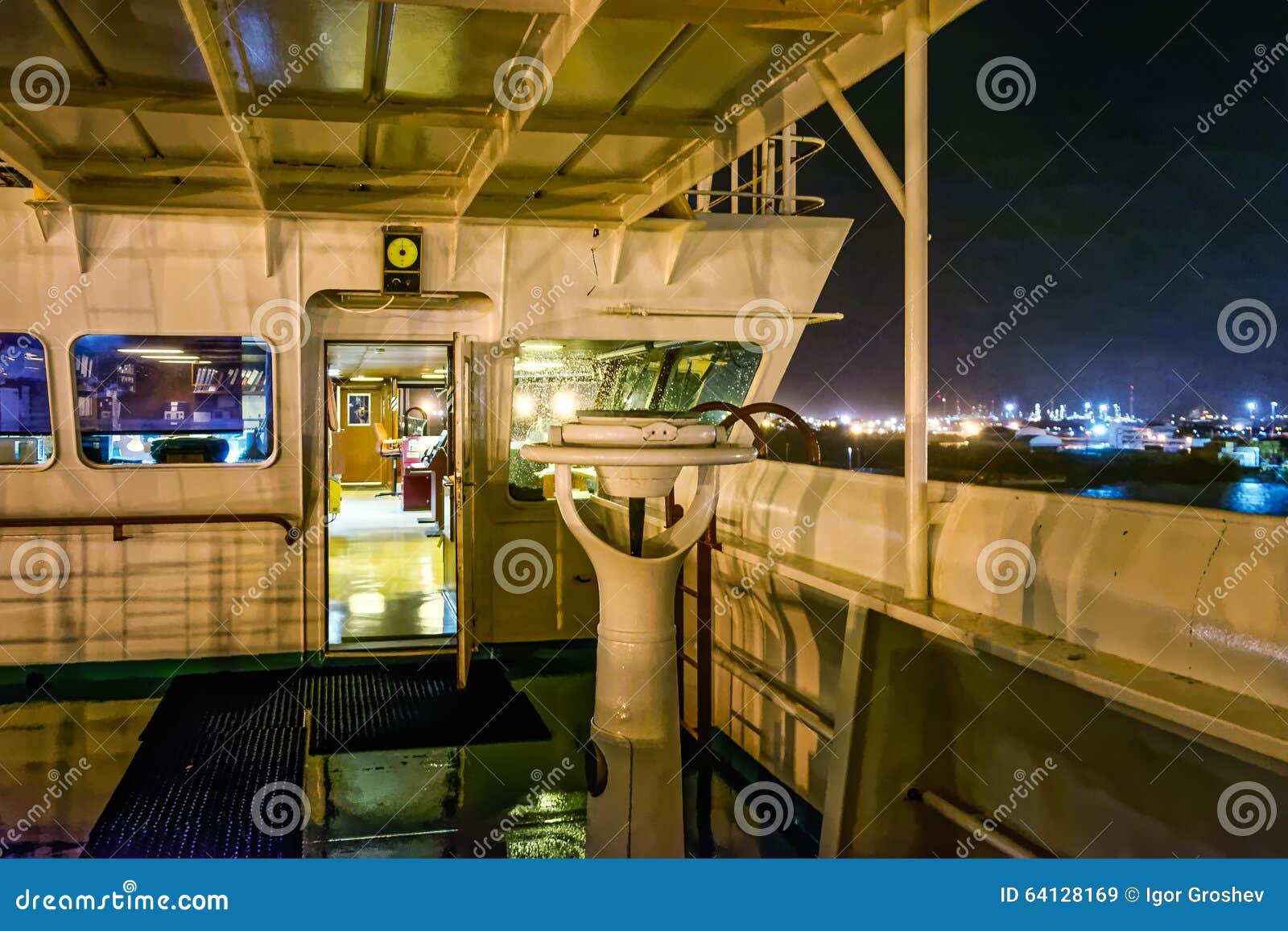 Wing Bridge Deck of a Freighter Ship Stock Image - Image of ship ...