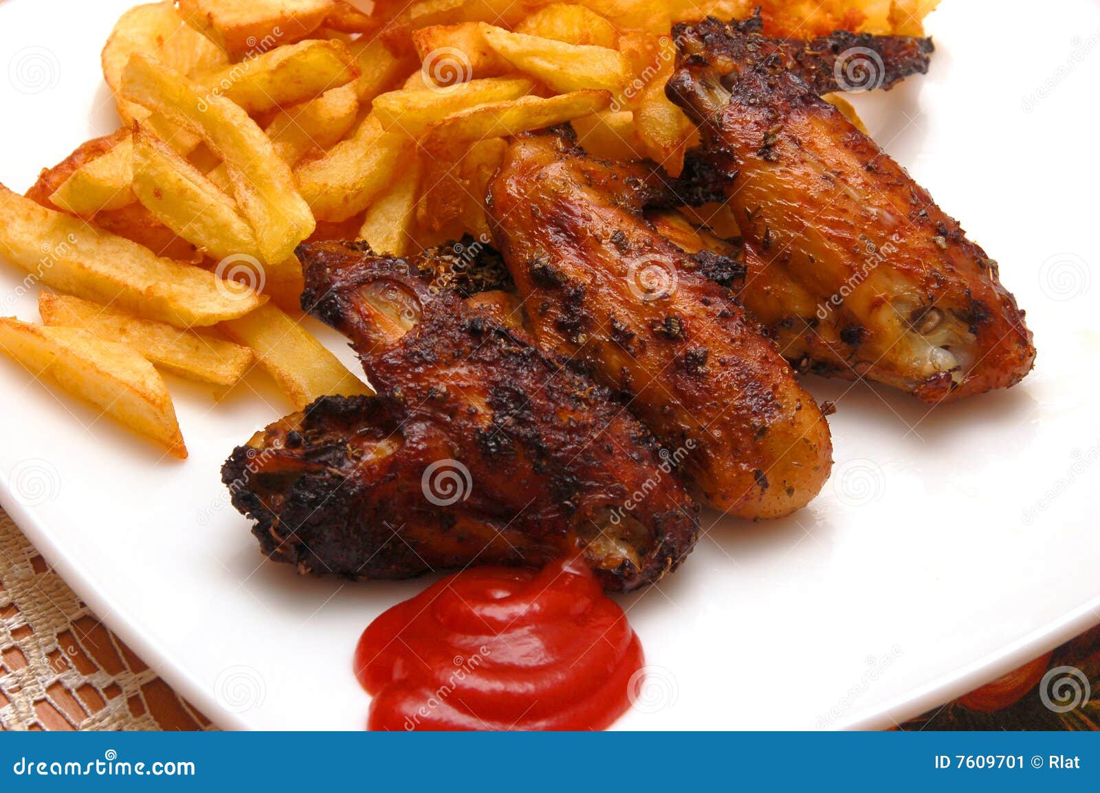 Wing and chips3 stock image. Image of plate, drumsticks - 7609701