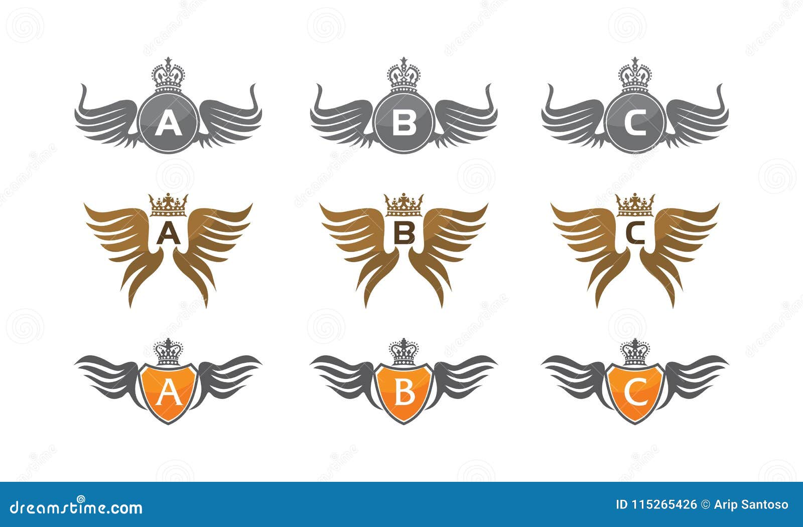 Wing Crown Design Template Set Stock Vector - Illustration of isolated ...