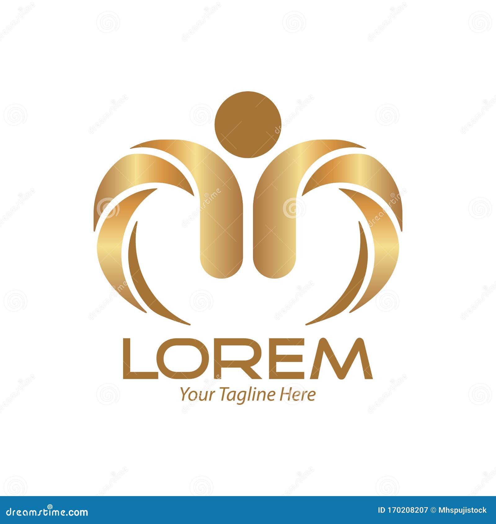 Man with Gold Wing Logo Design Template Stock Vector - Illustration of ...