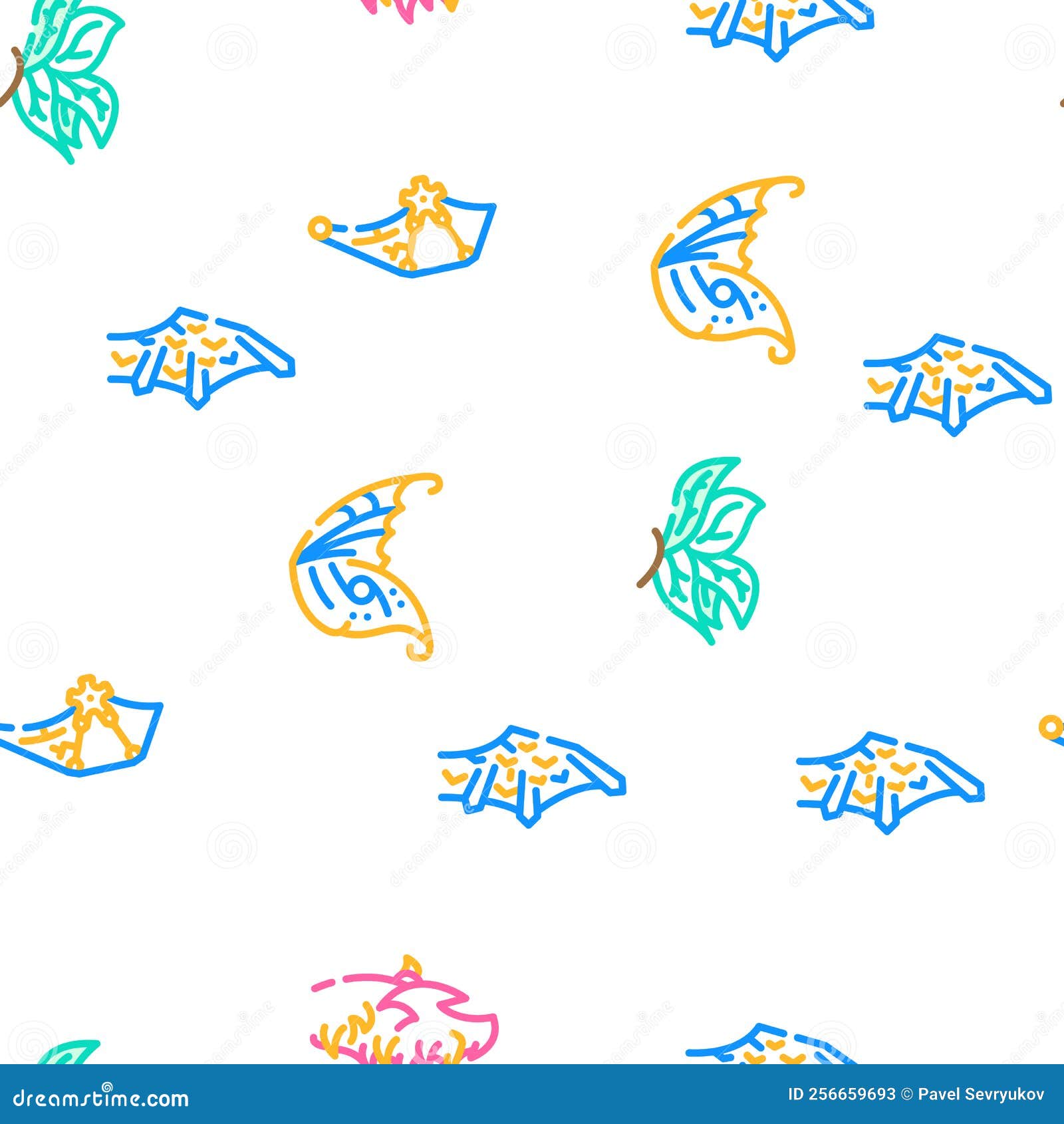 Wing Fly Animal, Bird and Insect Vector Seamless Pattern Stock ...