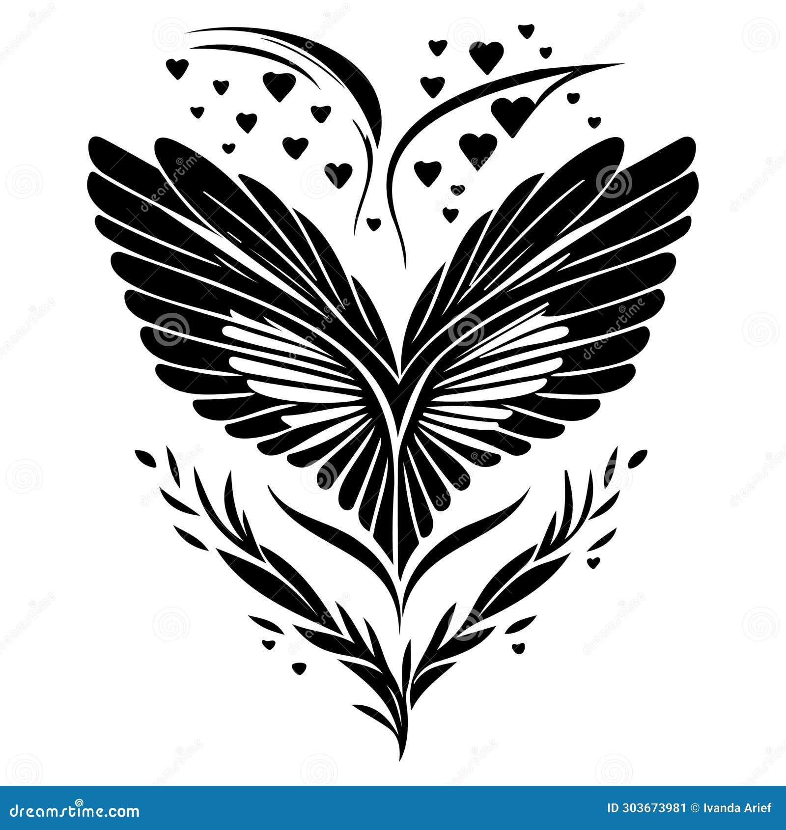 Wing Fly Heart Valentine Illustration Sketch Hand Draw Stock Vector ...
