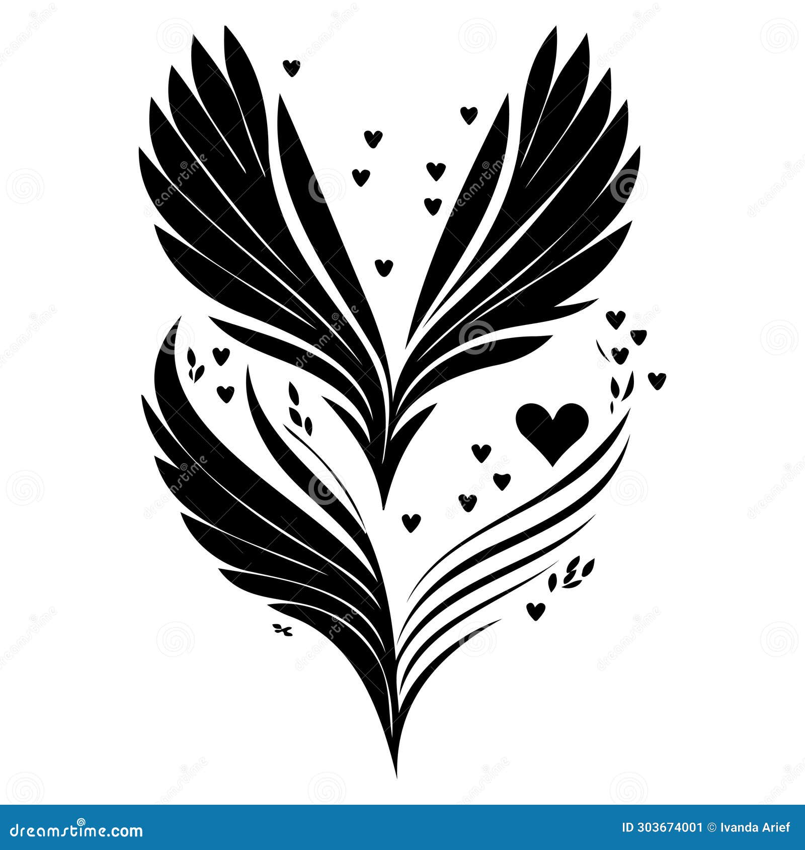 Wing Fly Heart Valentine Illustration Sketch Hand Draw Stock Vector ...