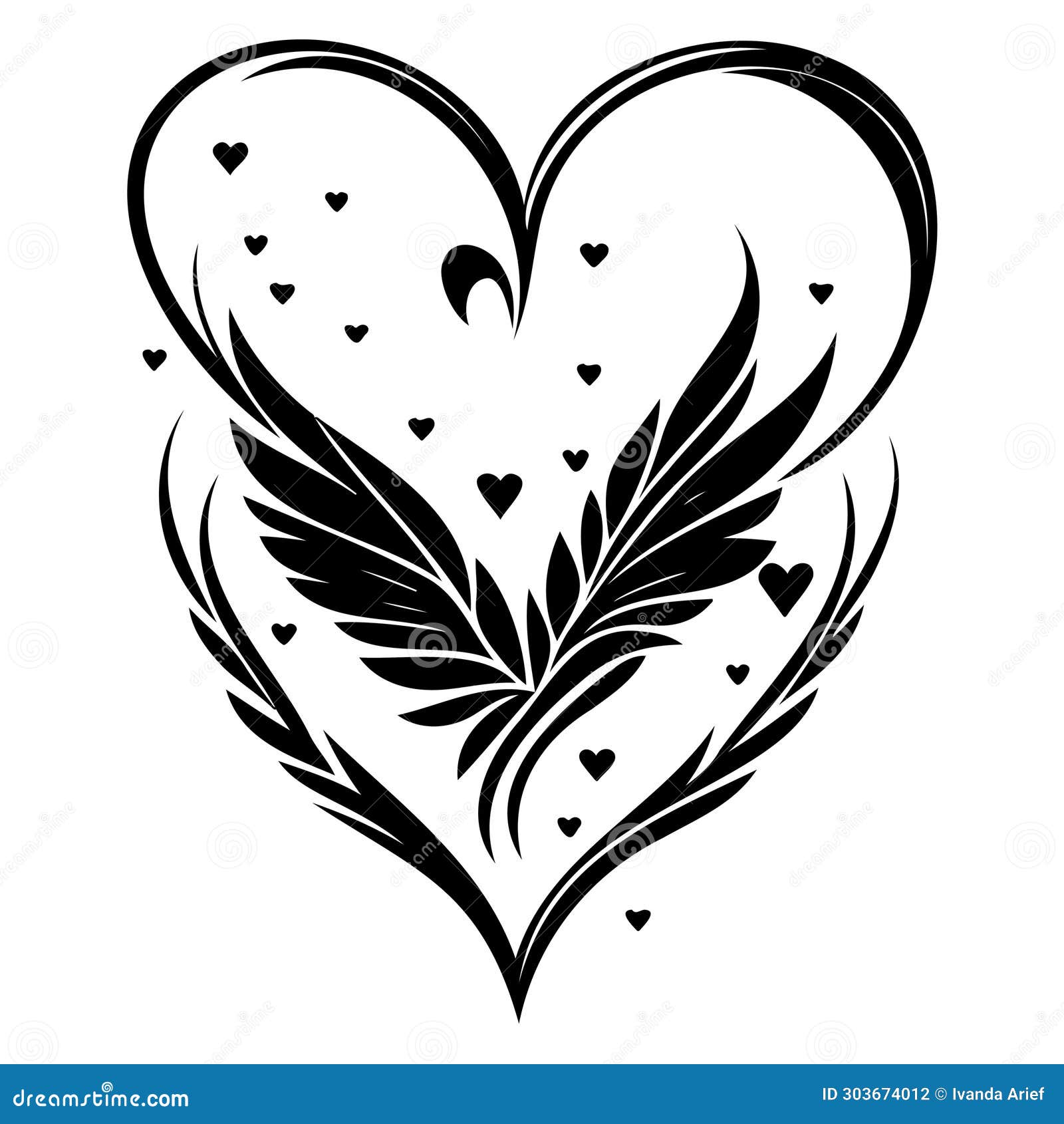 Wing Fly Heart Valentine Illustration Sketch Hand Draw Stock Vector ...