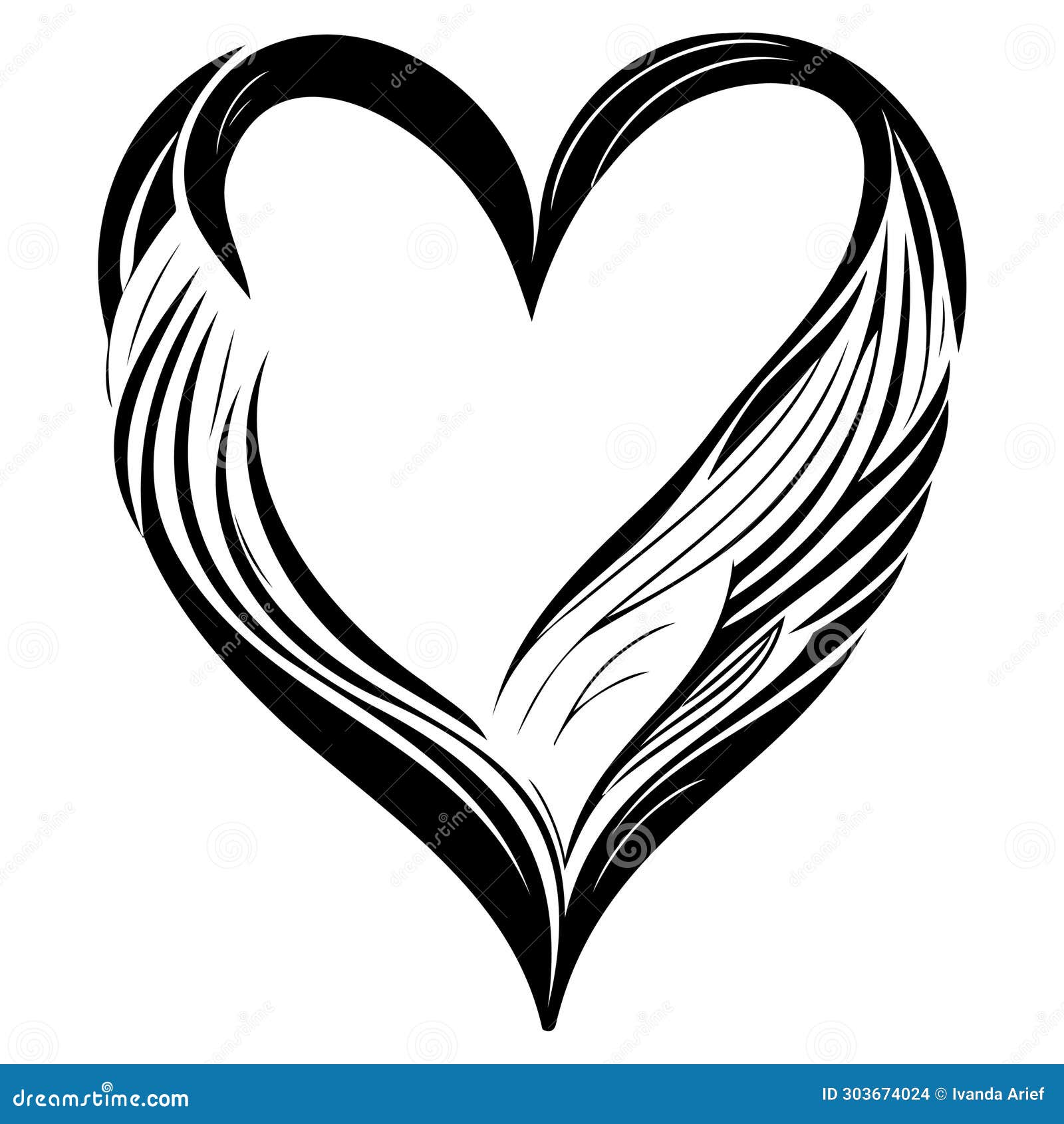 Wing Fly Heart Valentine Illustration Sketch Hand Draw Stock Vector ...