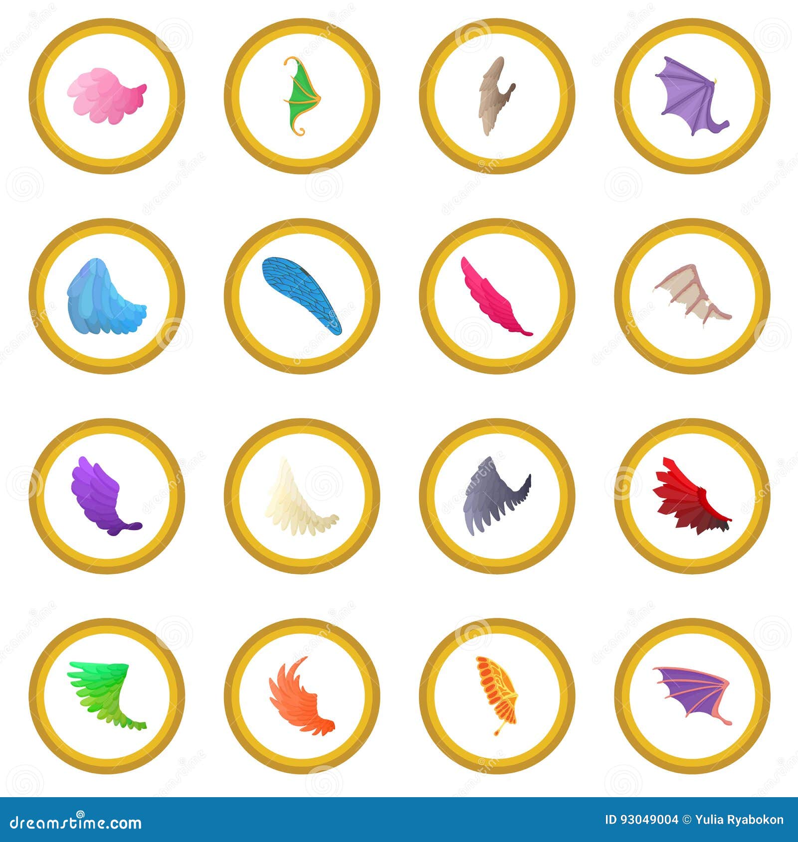 Wing icon circle stock vector. Illustration of fantasy - 93049004