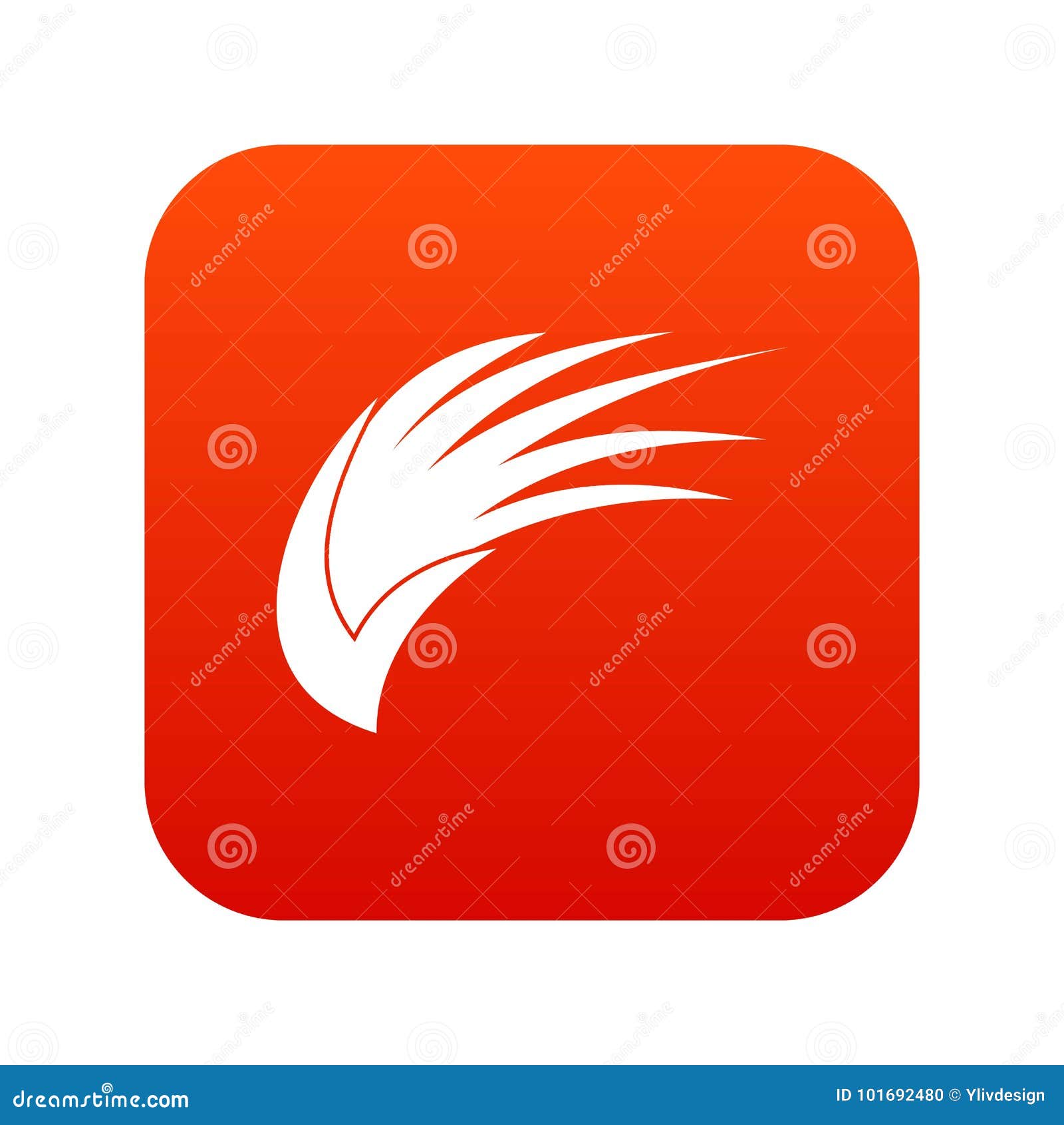 Wing icon digital red stock vector. Illustration of antique - 101692480