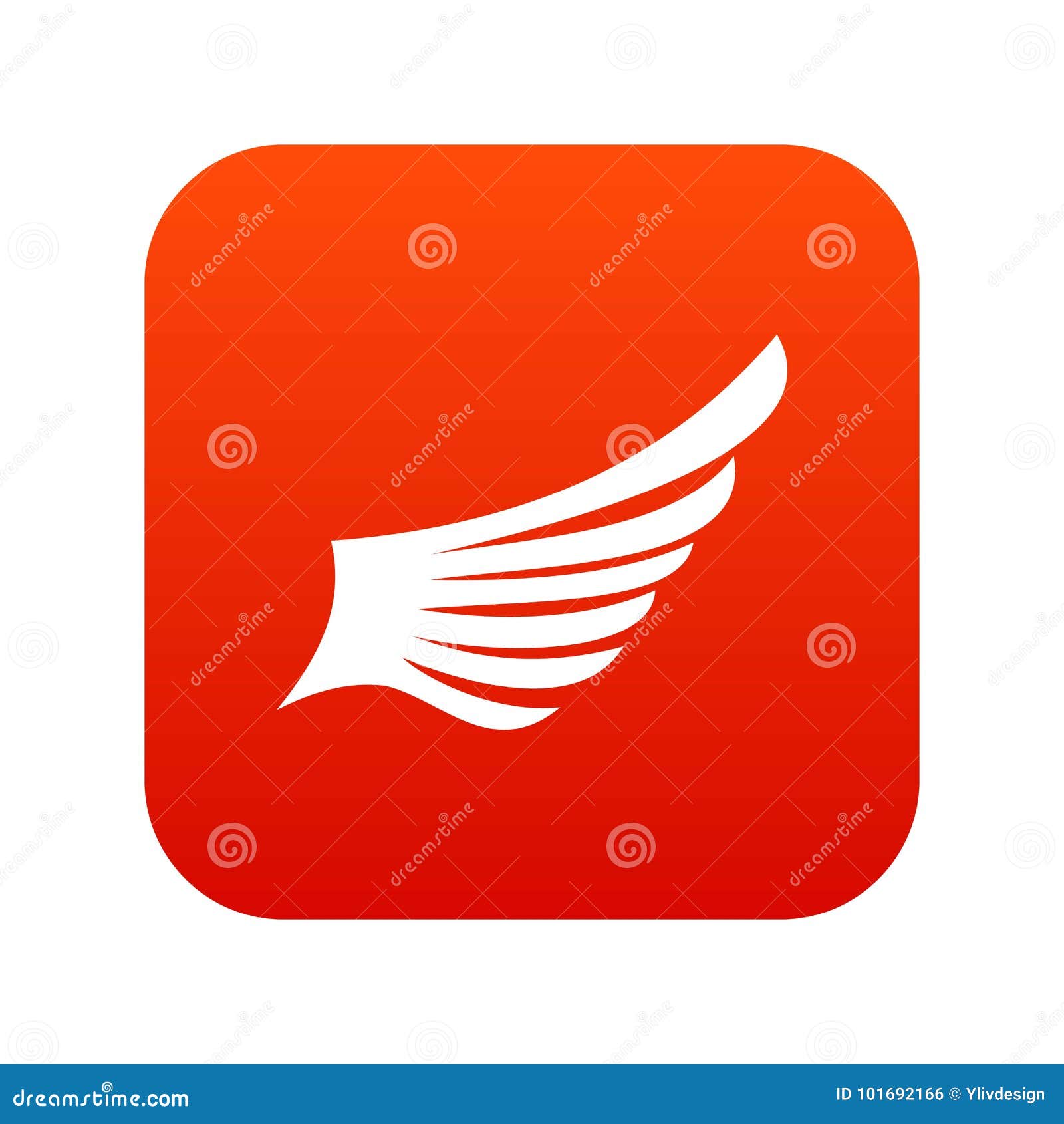 Wing icon digital red stock vector. Illustration of freedom - 101692166