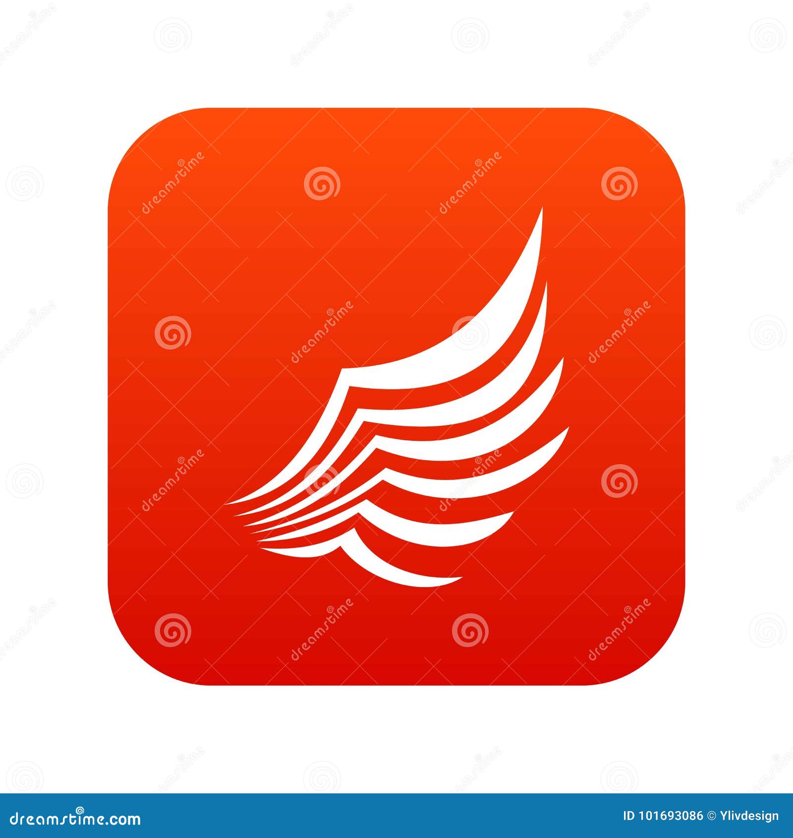 Wing icon digital red stock vector. Illustration of antique - 101693086
