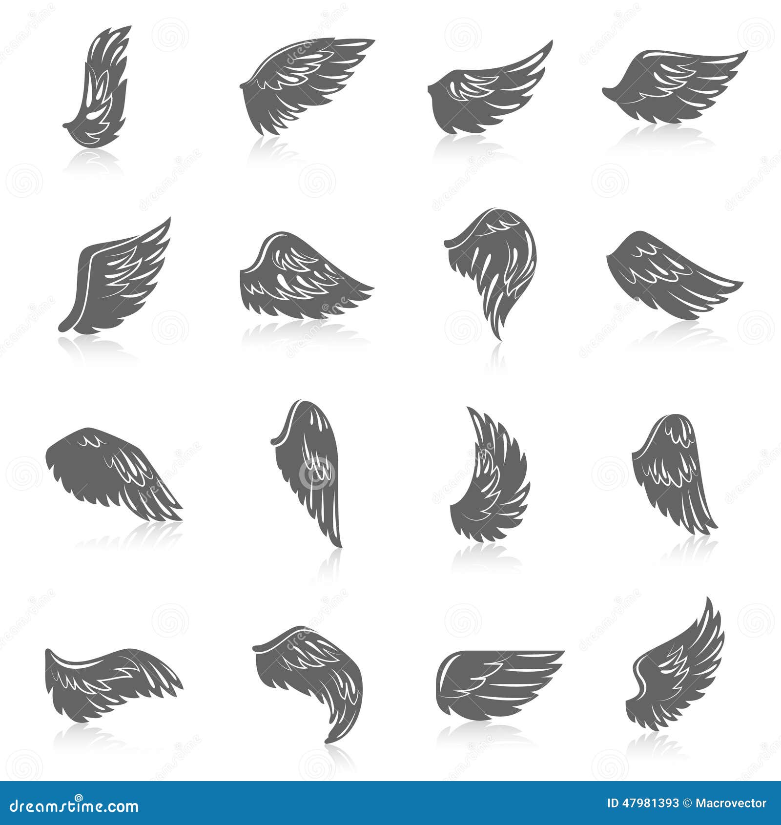 Wing Icon Set illustration de vecteur. Illustration du oiseau - 47981393