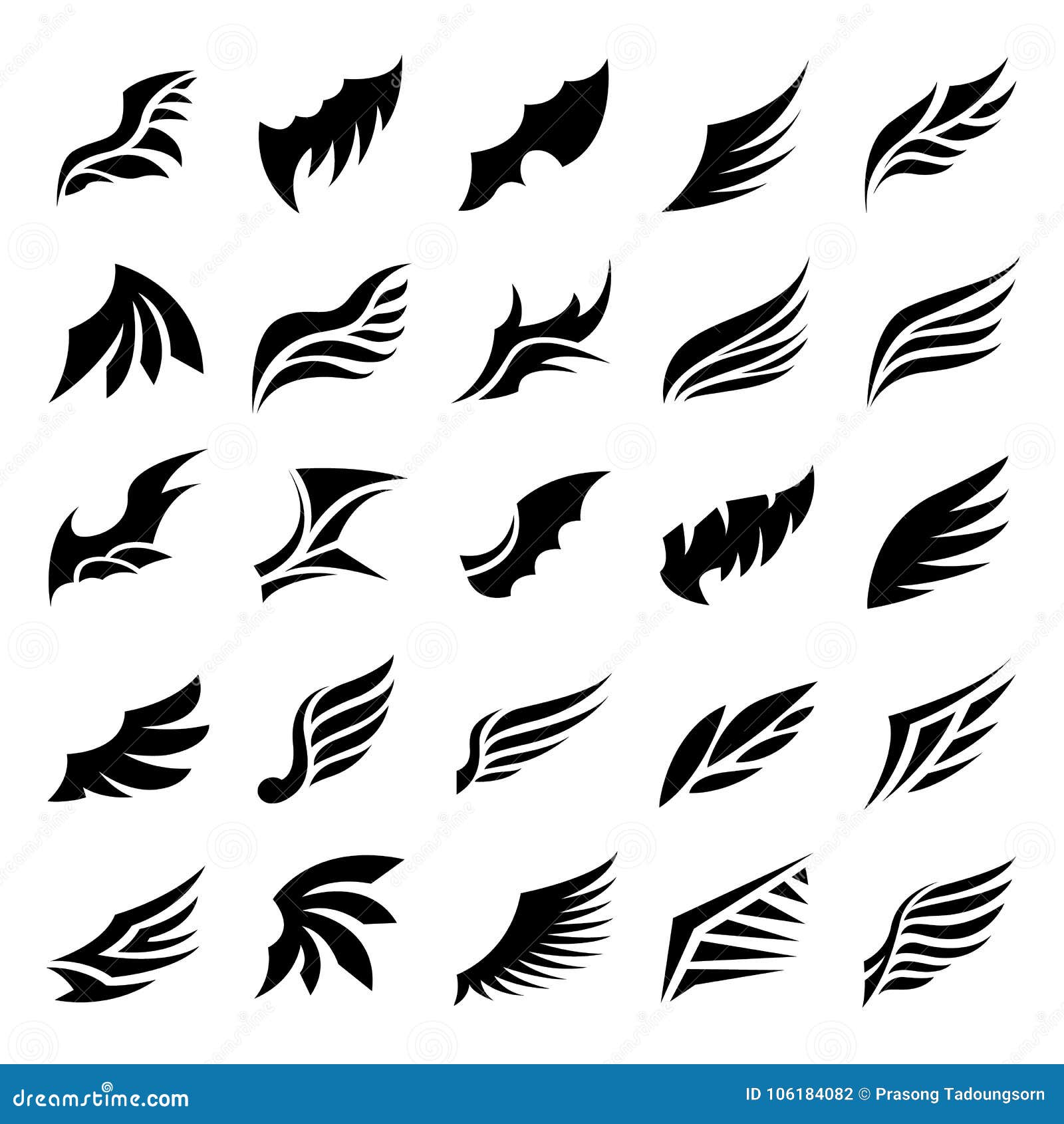 Wings icon set stock vector. Illustration of element - 106184082