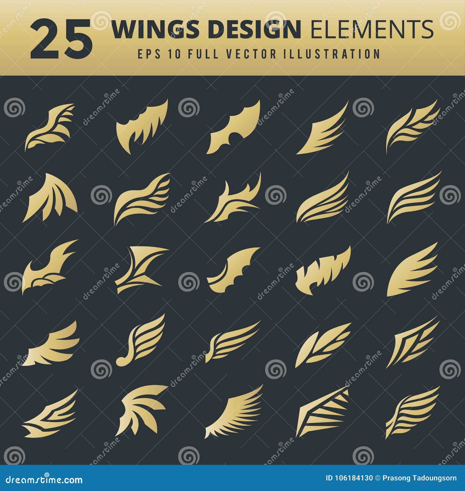 Wings icon set stock vector. Illustration of animal - 106184130