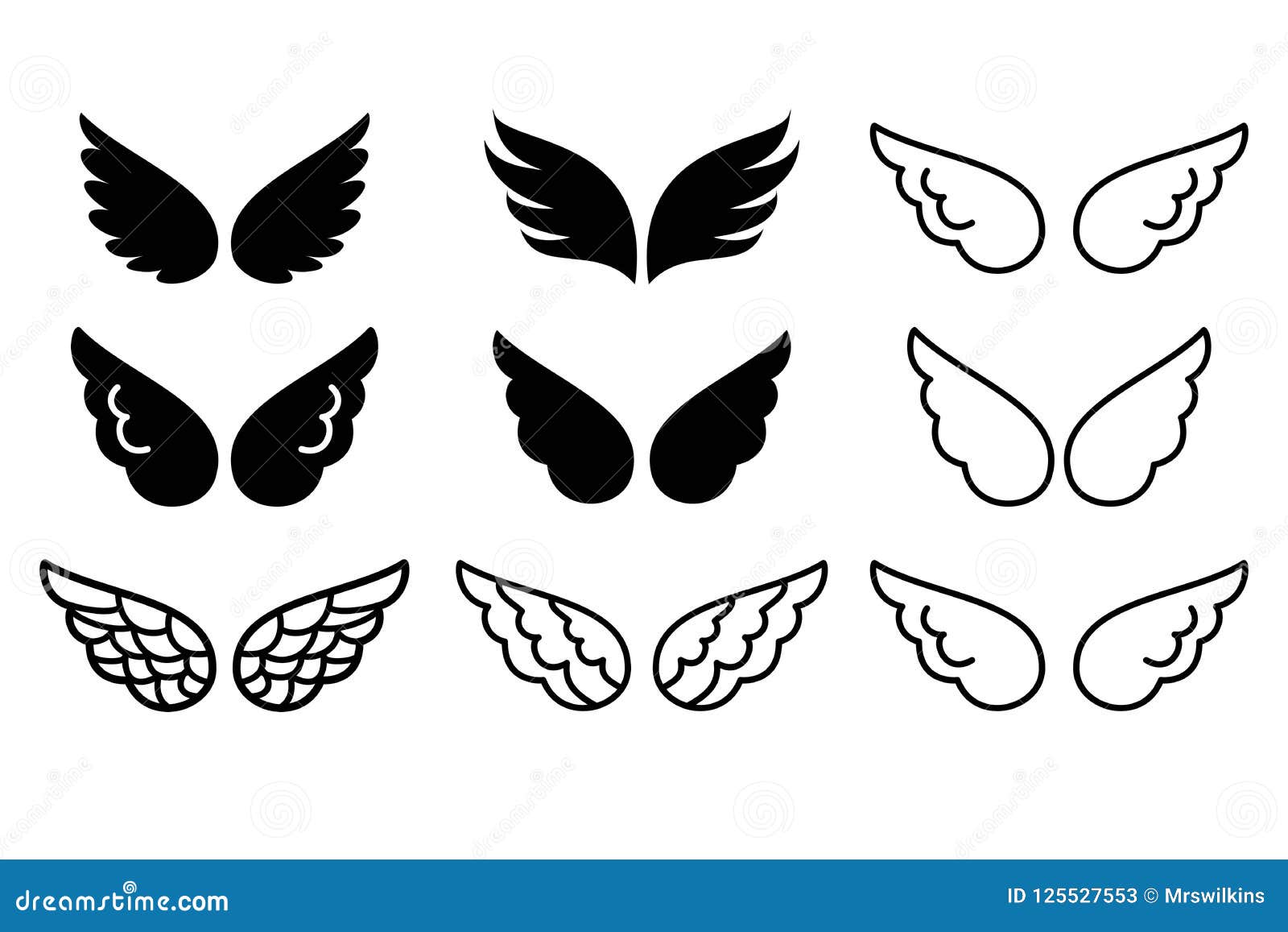 Wing icon vector art set stock vector. Illustration of modern - 125527553