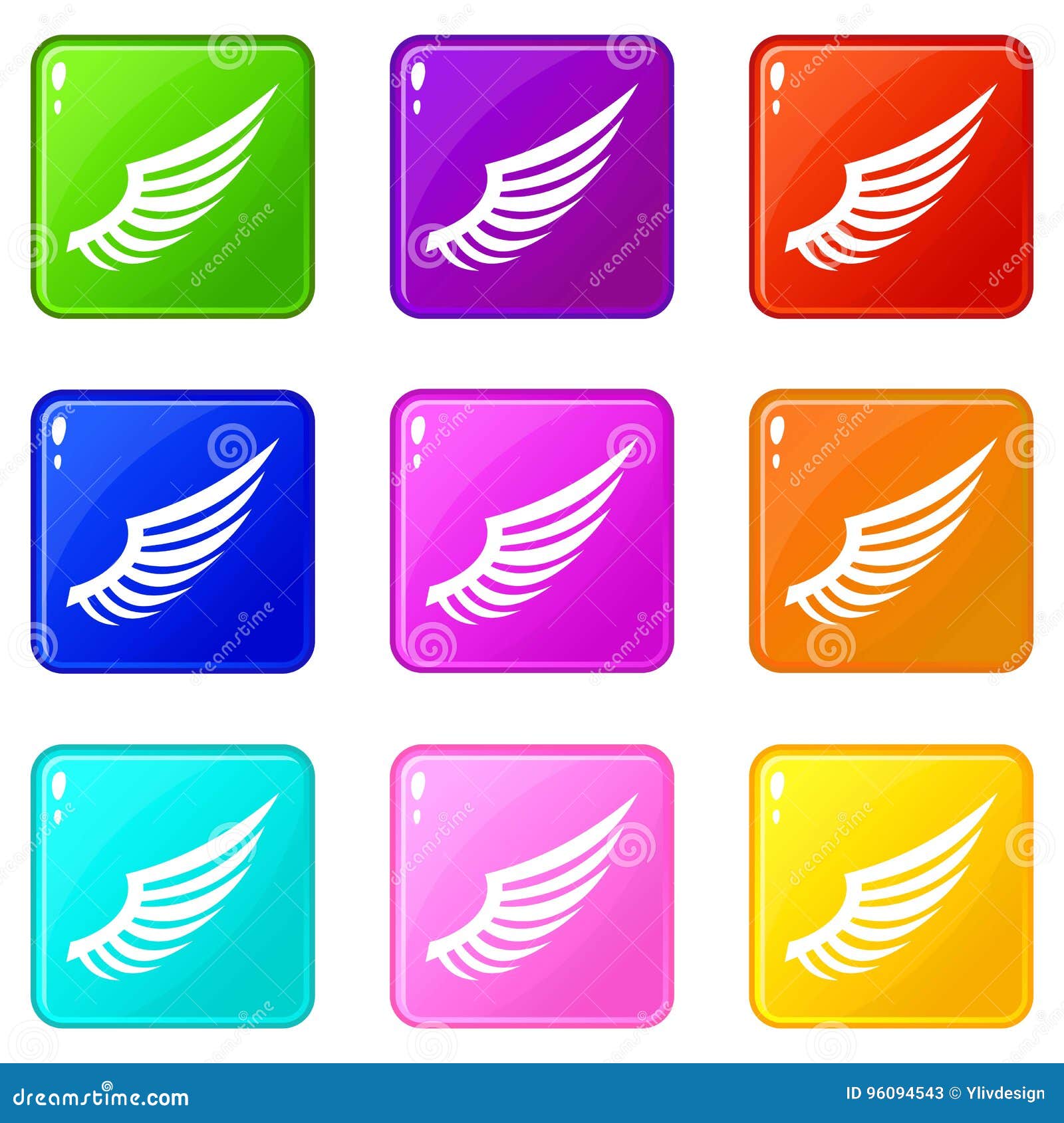 Wing icons 9 set stock vector. Illustration of element - 96094543