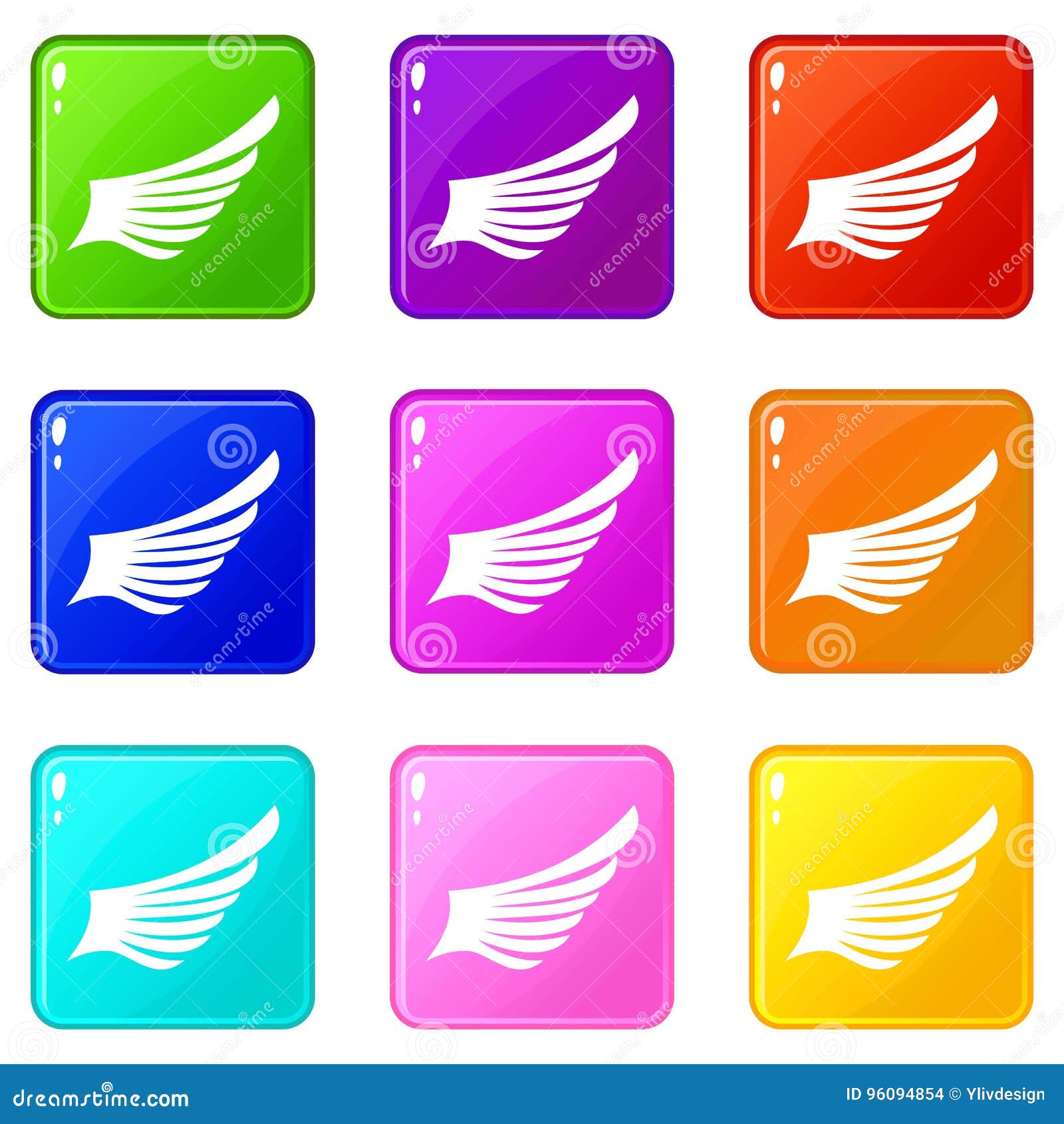 Wing icons 9 set stock vector. Illustration of fantasy - 96094854