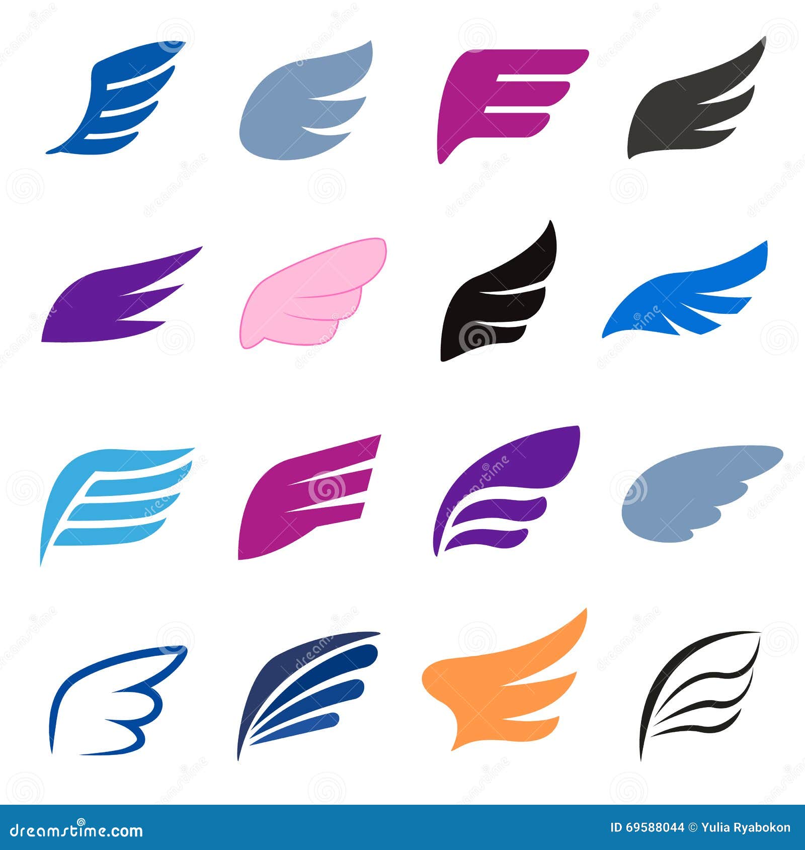 Wing Icons Set, Isomettric 3d Style Stock Vector - Illustration of ...