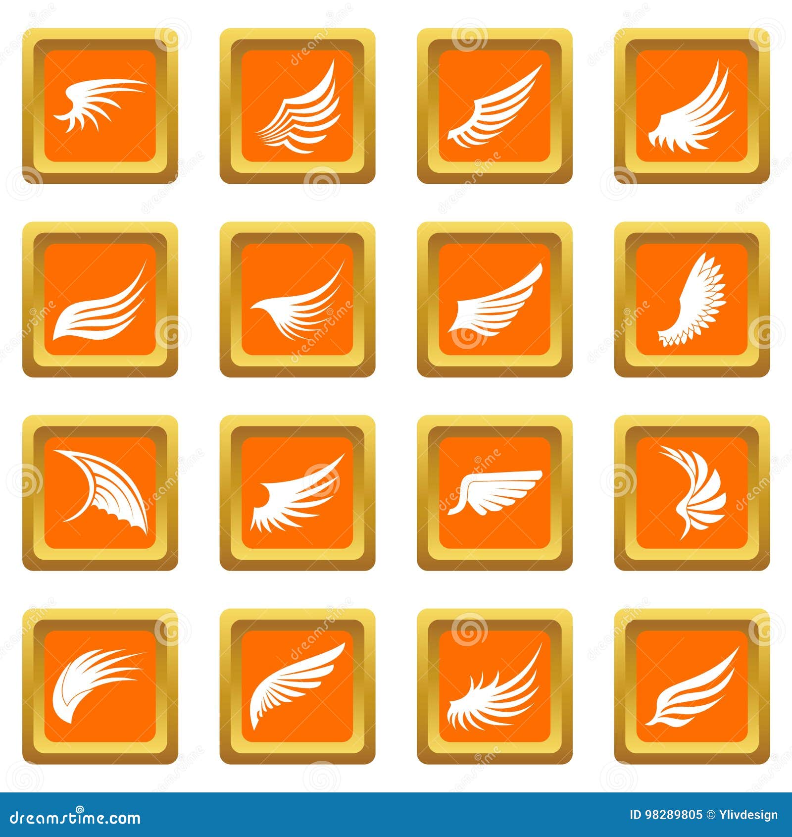Wing icons set orange stock vector. Illustration of icons - 98289805