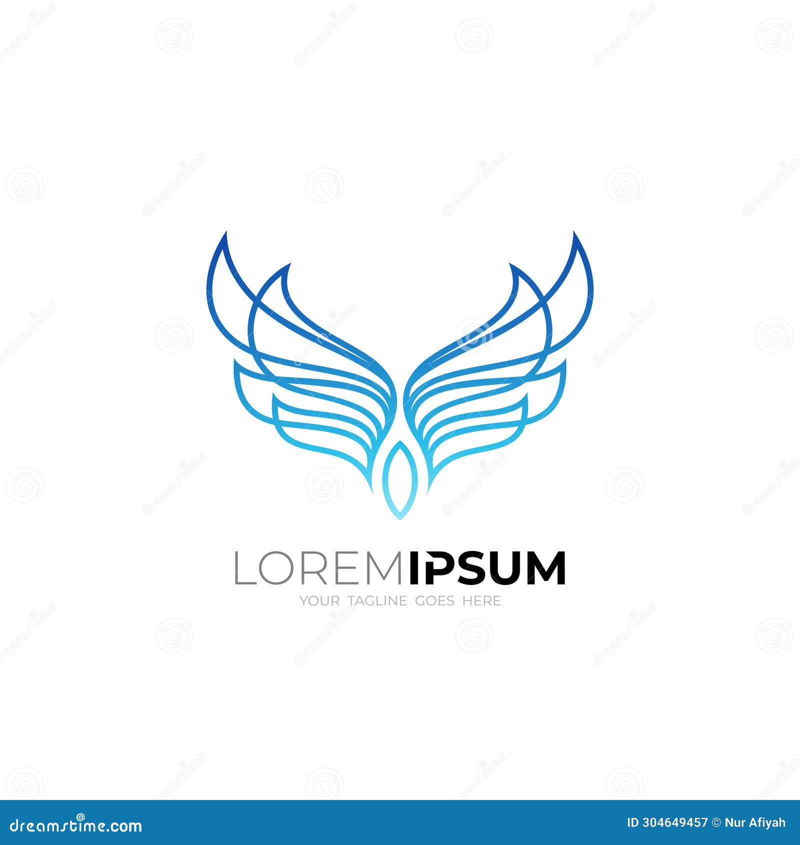 Wing Logo with Line Design, Blue Color, Modern Logos Stock Illustration ...