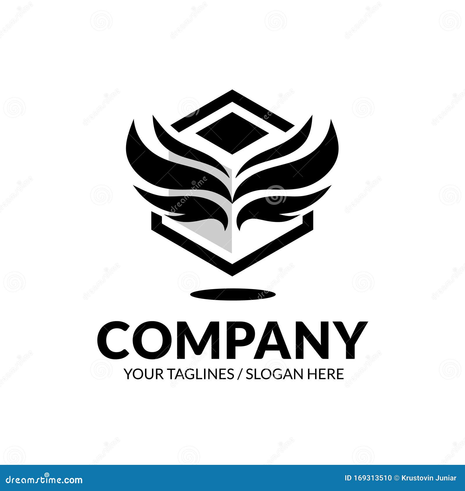 Wing Logo with Square Black Box Background Vector Stock Vector ...