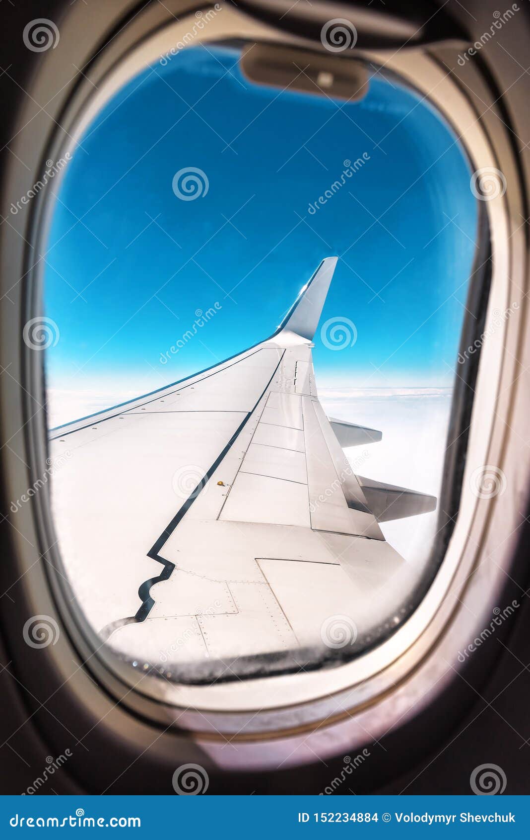 Wing of the Plane through the Window Stock Photo - Image of horizon ...