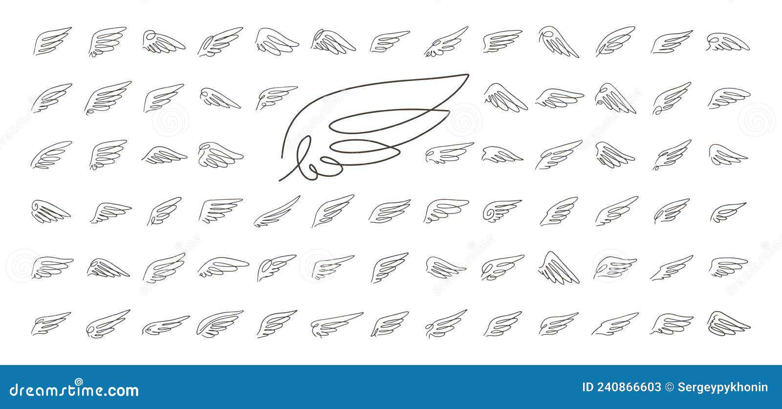 Wing Set Continuous Line Vector Drawing.. Modern Minimalist Simple ...
