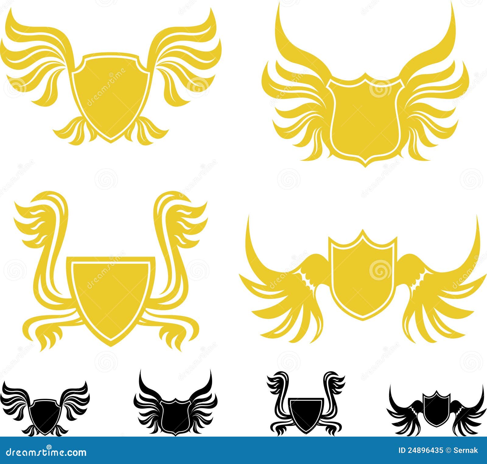 Wing shields set stock vector. Illustration of black - 24896435