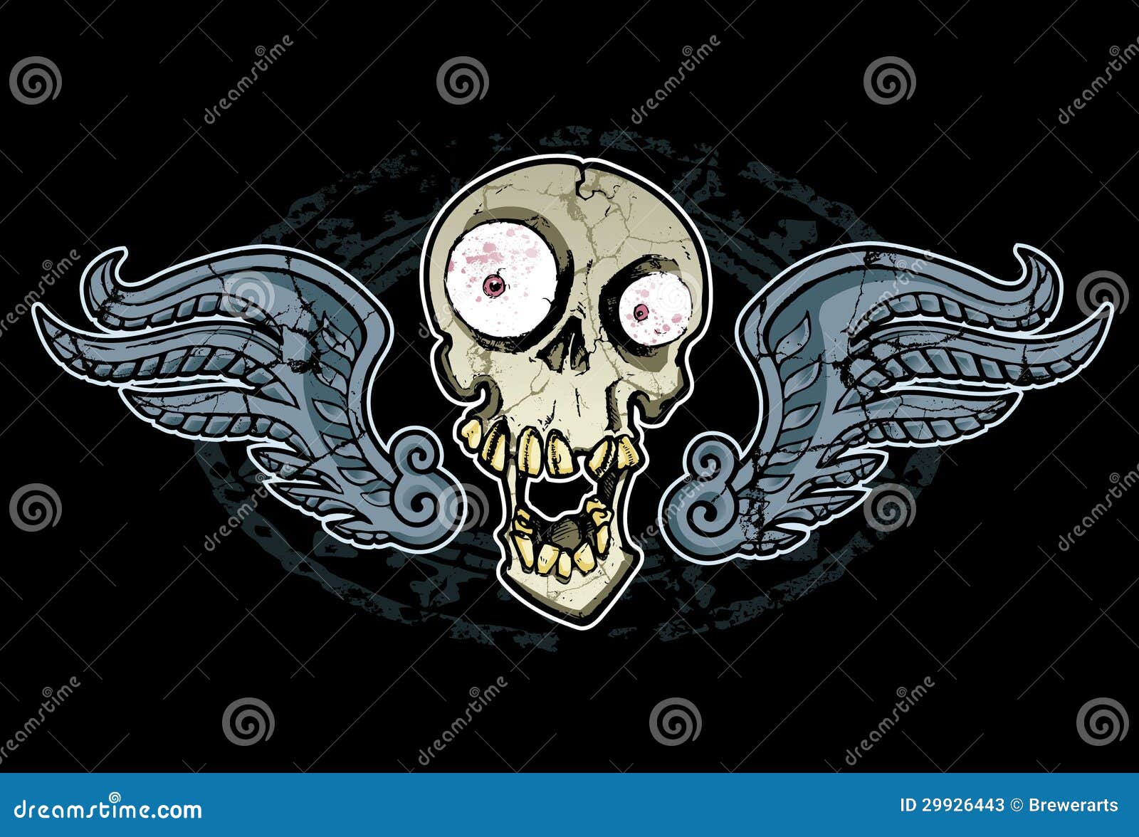 Crazy Skull and Wings stock vector. Illustration of shirt - 29926443