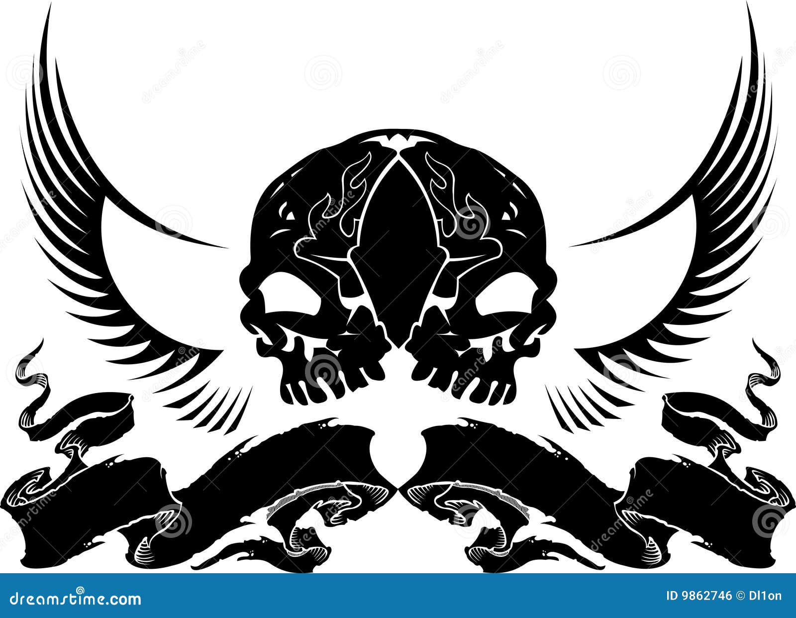 Wing Skull Heraldry stock vector. Illustration of raider - 9862746